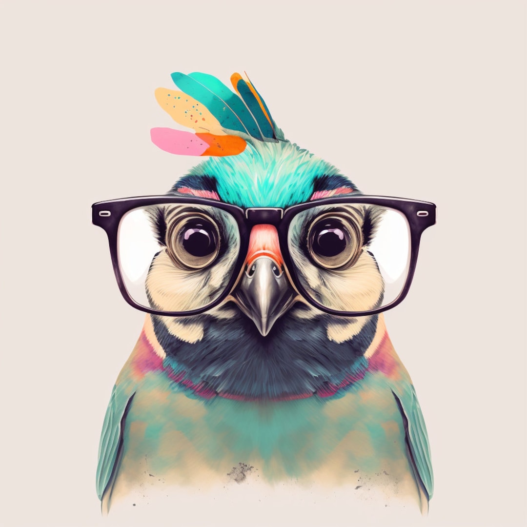 Nerd Bird, Nerdy Bird With Glasses, Poster, Art Print Generated by AI ...