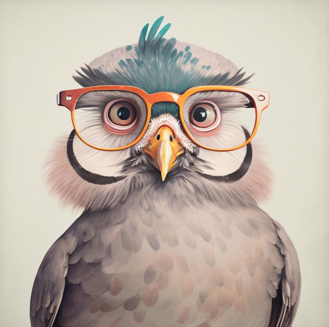 Nerd Bird, Nerdy Bird With Glasses, Poster, Art Print Generated by AI ...