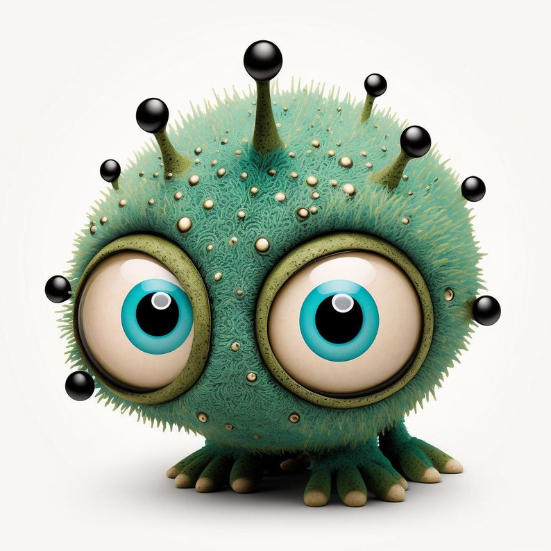 Shy Monster, Digital Art, AI Generated, Wall Art - Etsy