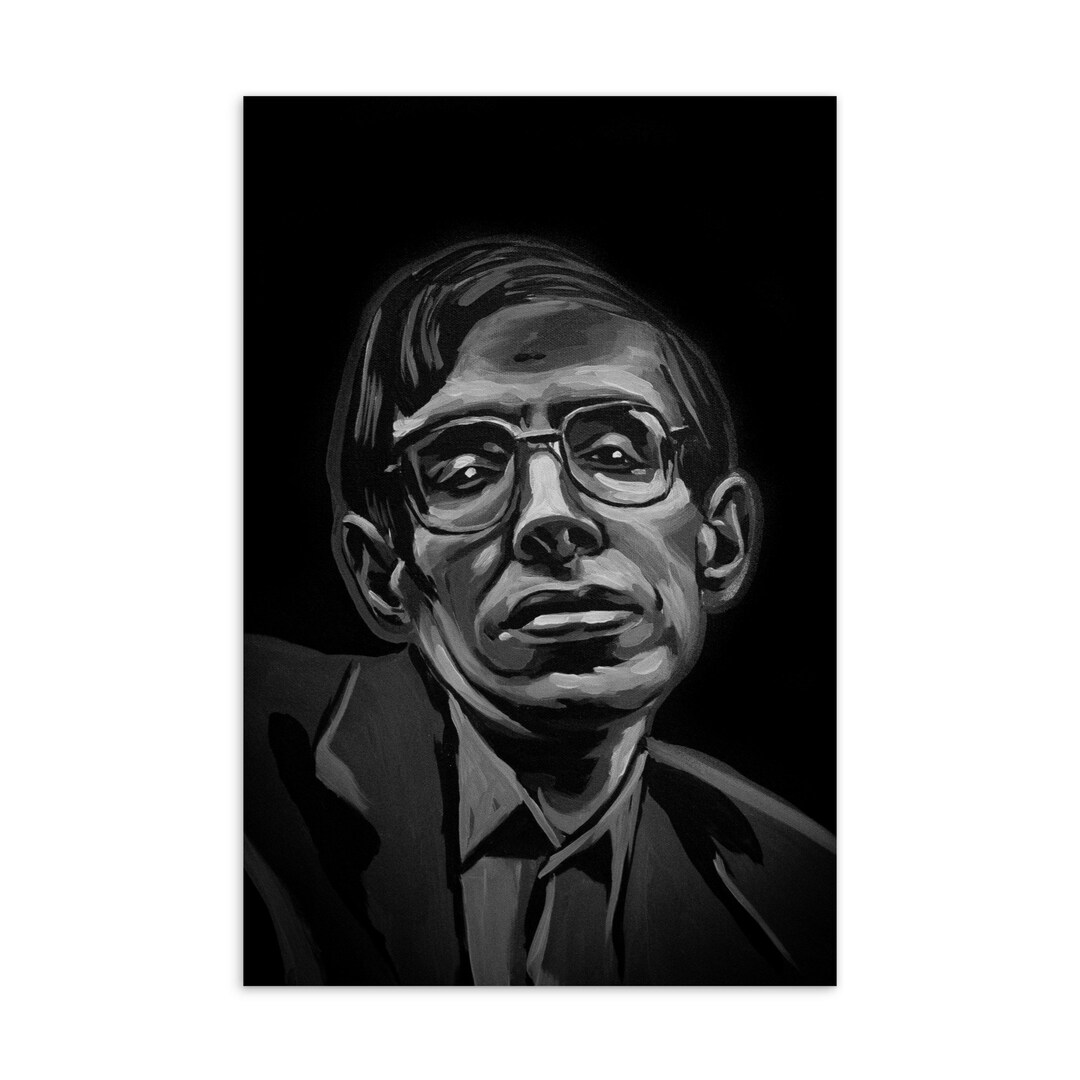 Stephen Hawking Standard Postcard, Art Print, Art Postcard, Black and ...