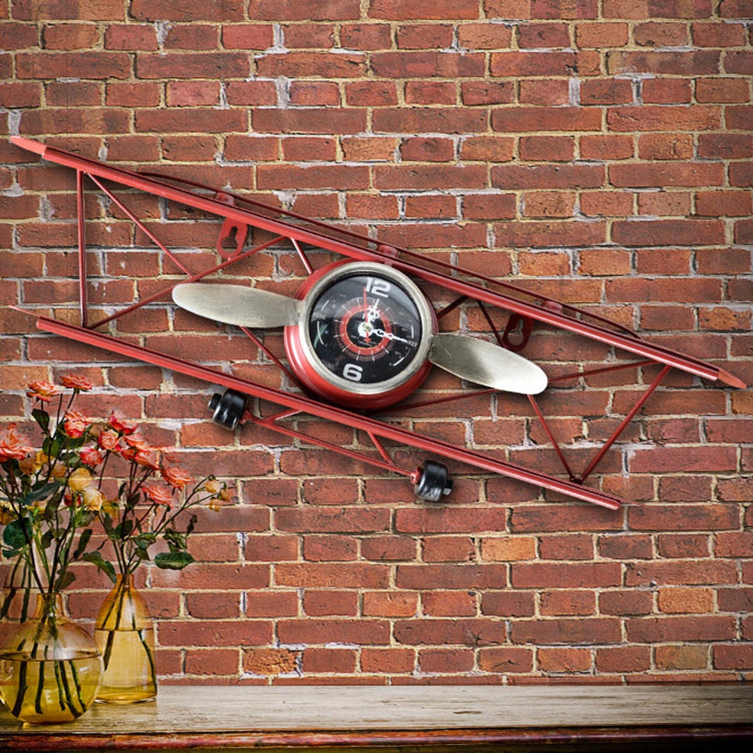 Vintage Wrought Iron Airplane Wall Decor Clock - Etsy