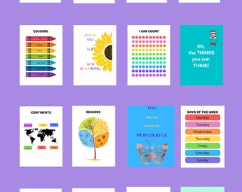 Set of 16 Educational Posters in Pastel, Homeschool Prints, Montessori ...