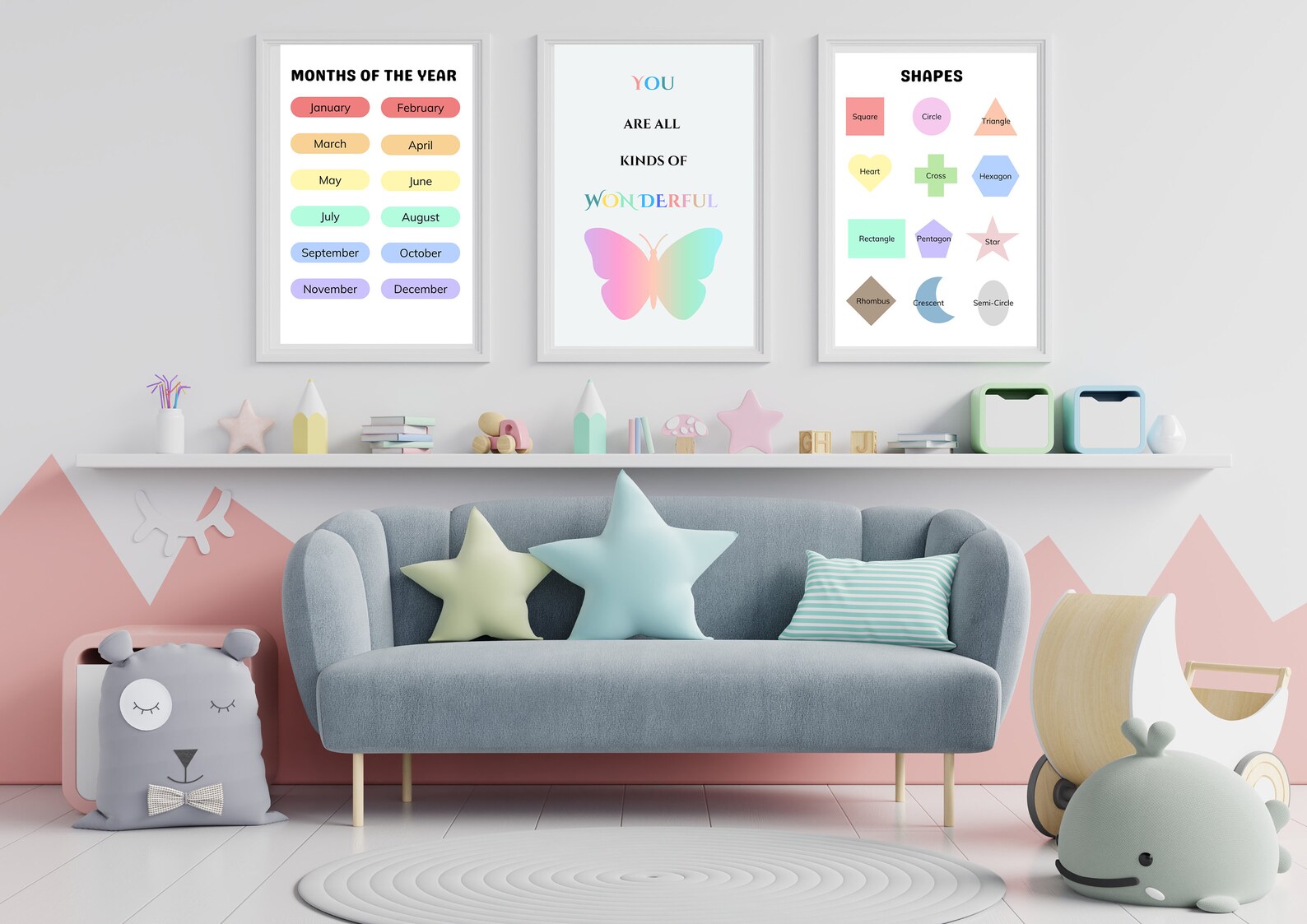 Set of 16 Educational Posters in Pastel, Homeschool Prints, Montessori ...