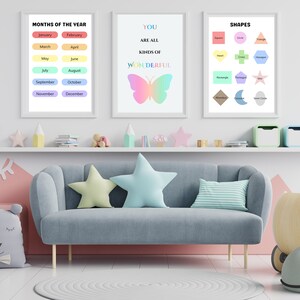 Set of 16 Educational Posters in Pastel, Homeschool Prints, Montessori ...