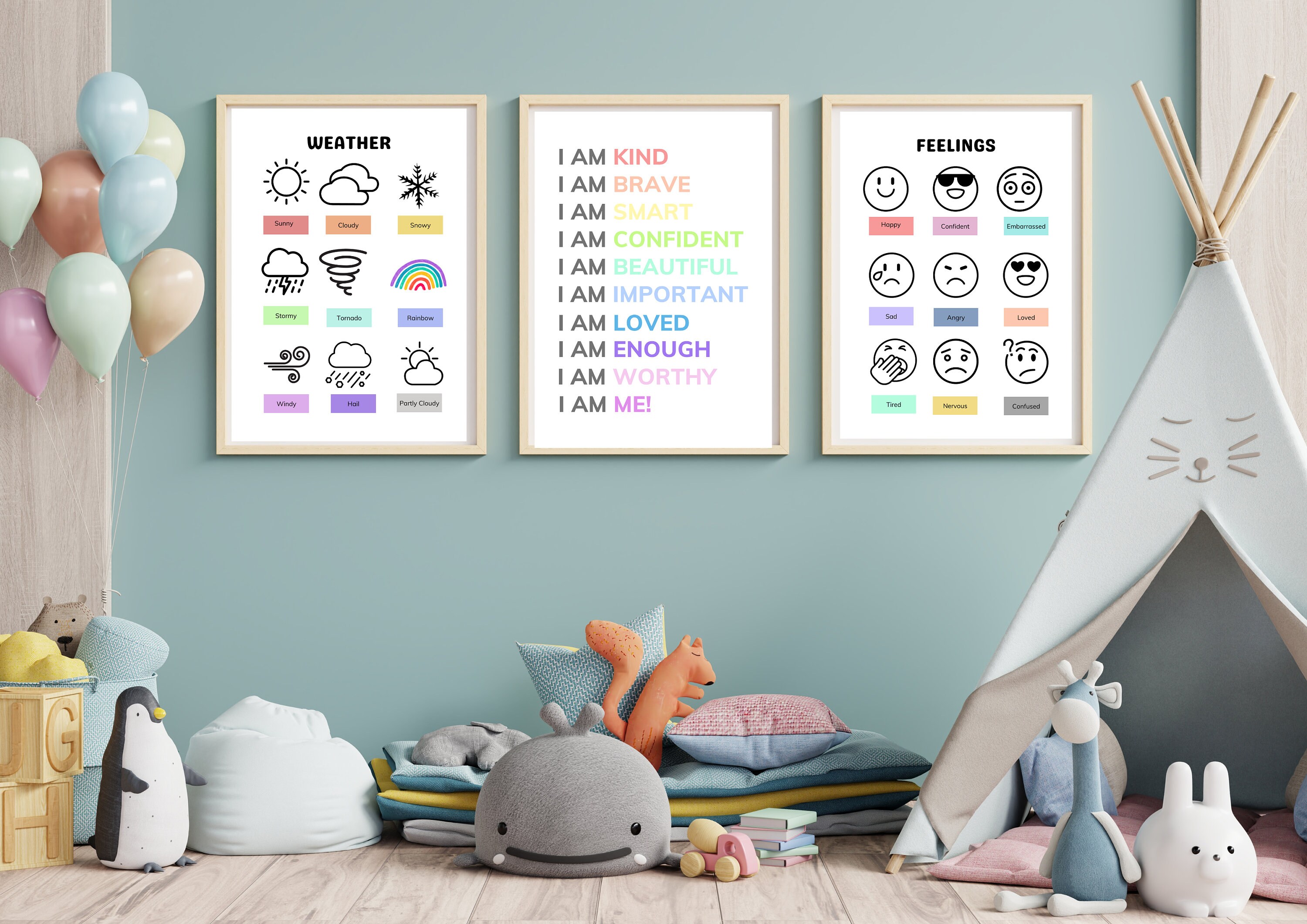 Set of 16 Educational Posters in Pastel, Homeschool Prints, Montessori ...
