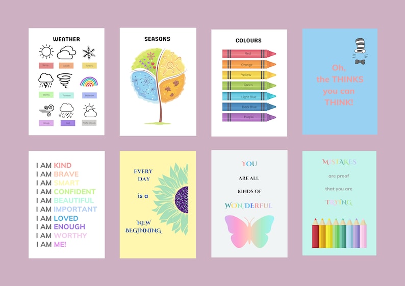 Set of 16 Educational Posters in Pastel, Homeschool Prints, Montessori ...