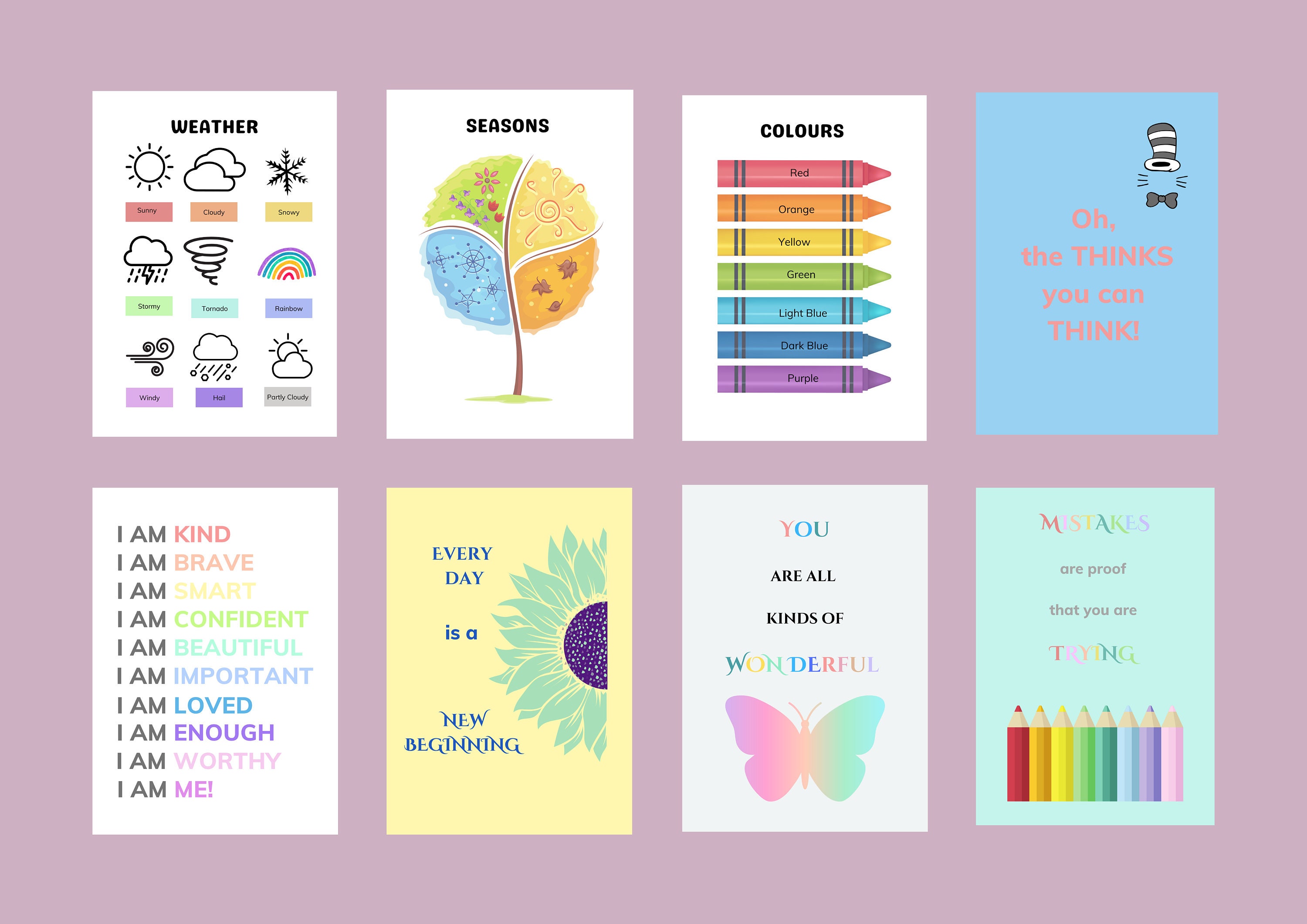 Set of 16 Educational Posters in Pastel, Homeschool Prints, Montessori ...