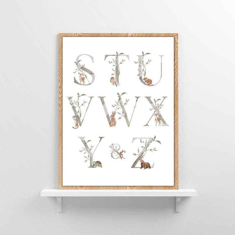 Woodland Animal Alphabet Nursery Prints, Set of 3 Woodland Nursery ...