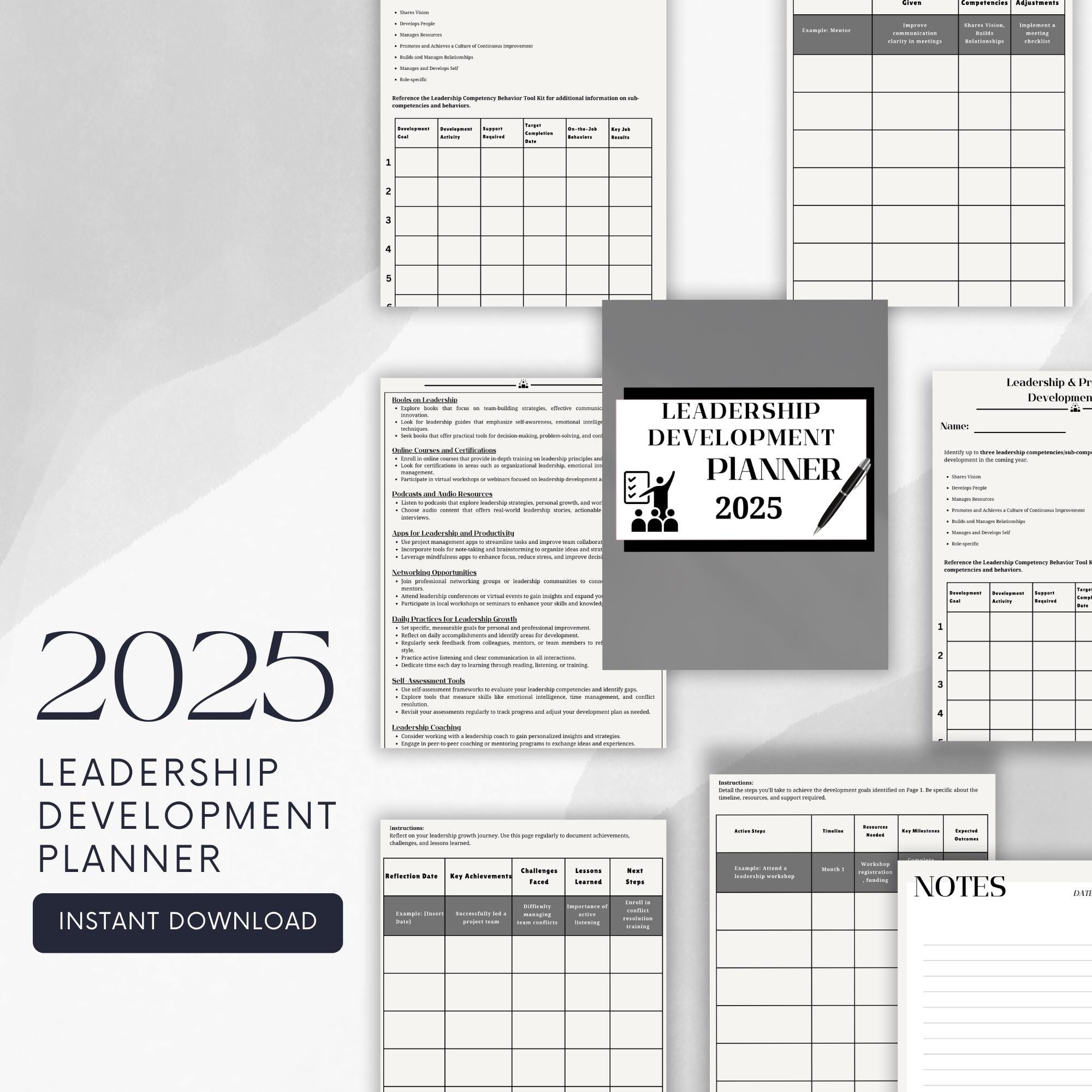 Leadership Mindset, INSTANT DOWNLOAD, Leadership Development Planner ...