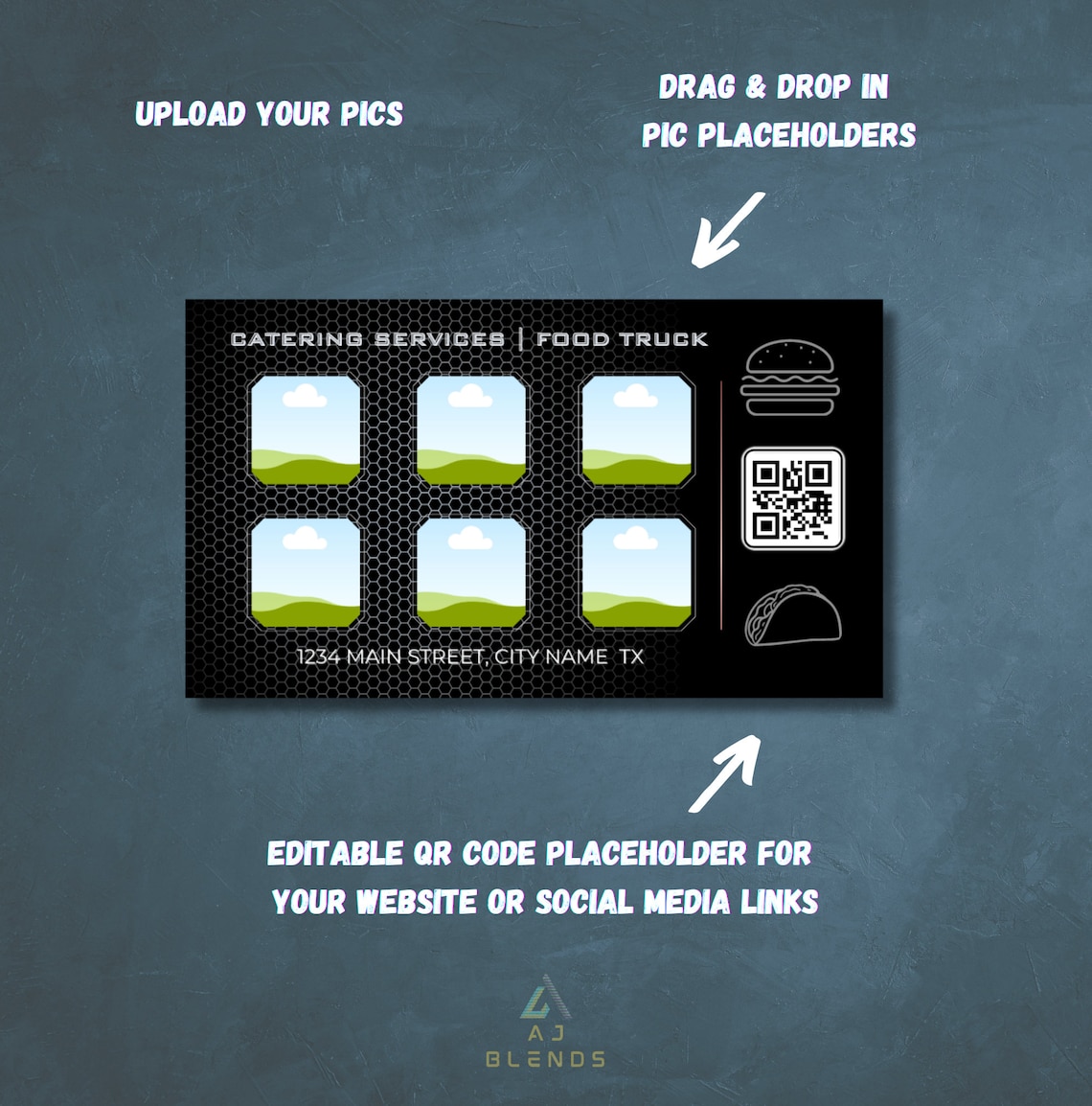 Editable Business Card for Food Truck or Catering - Edit in Canva ...