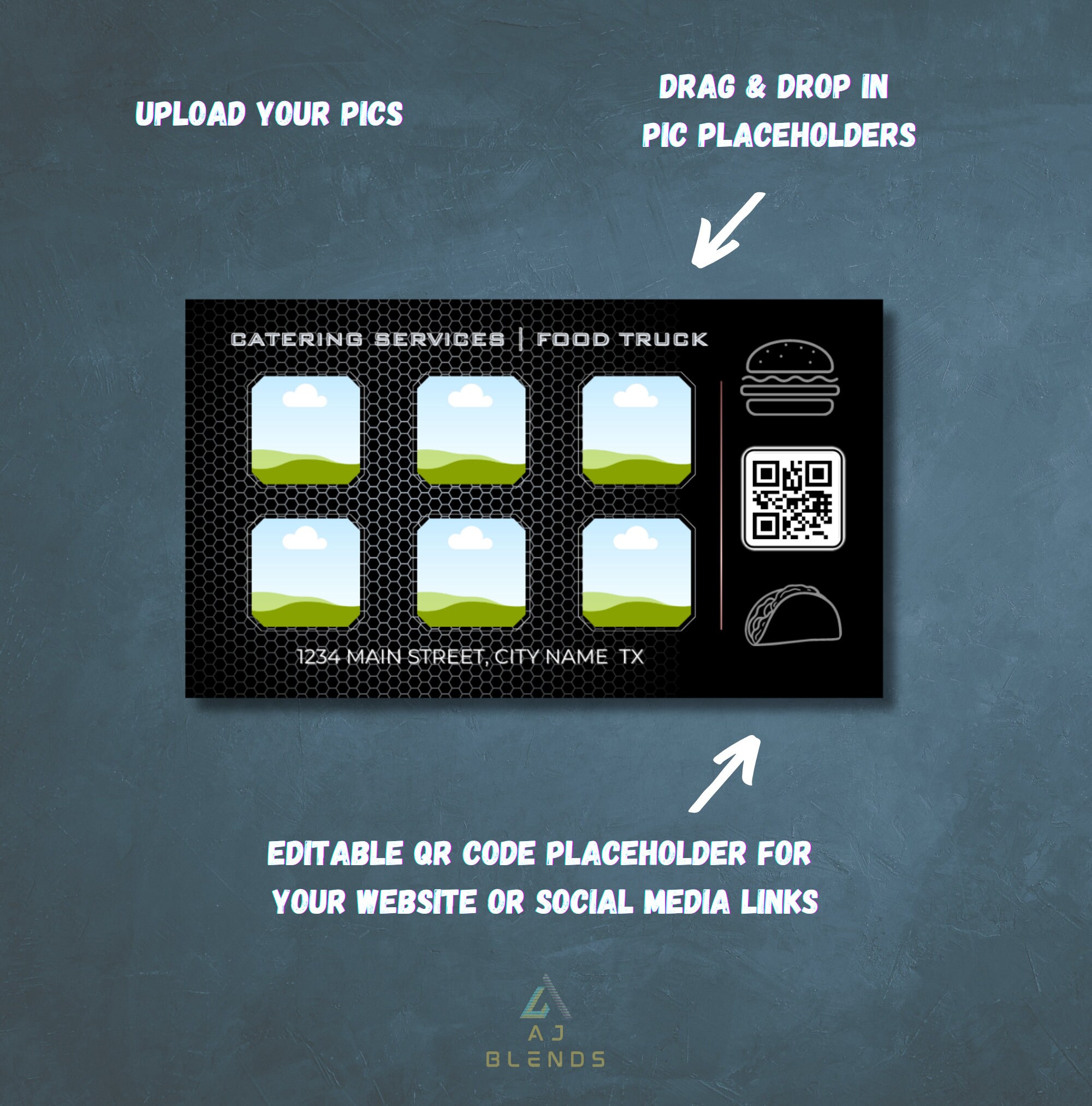 Editable Business Card for Food Truck or Catering - Edit in Canva ...