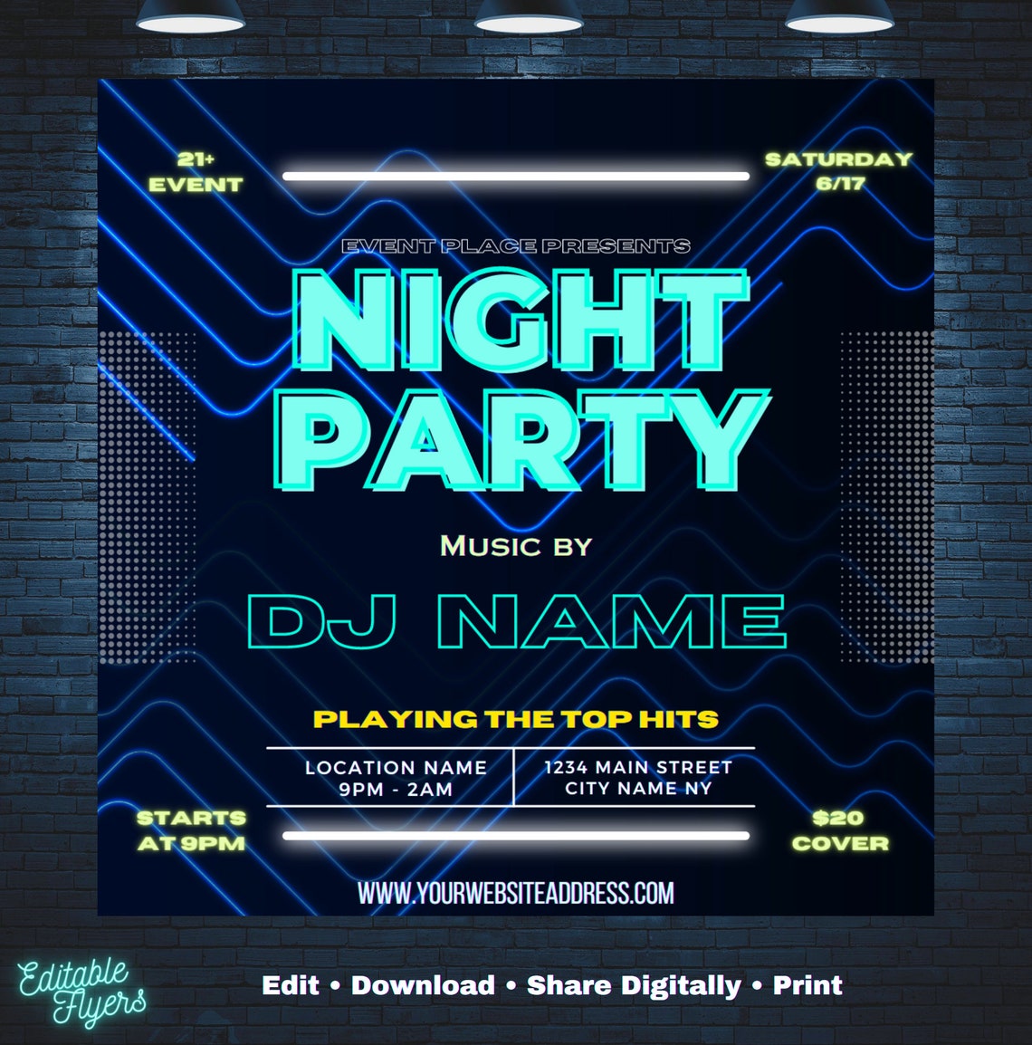 Editable Flyer Template for Party Events Club Flyer, DJ Flyer Edit in ...