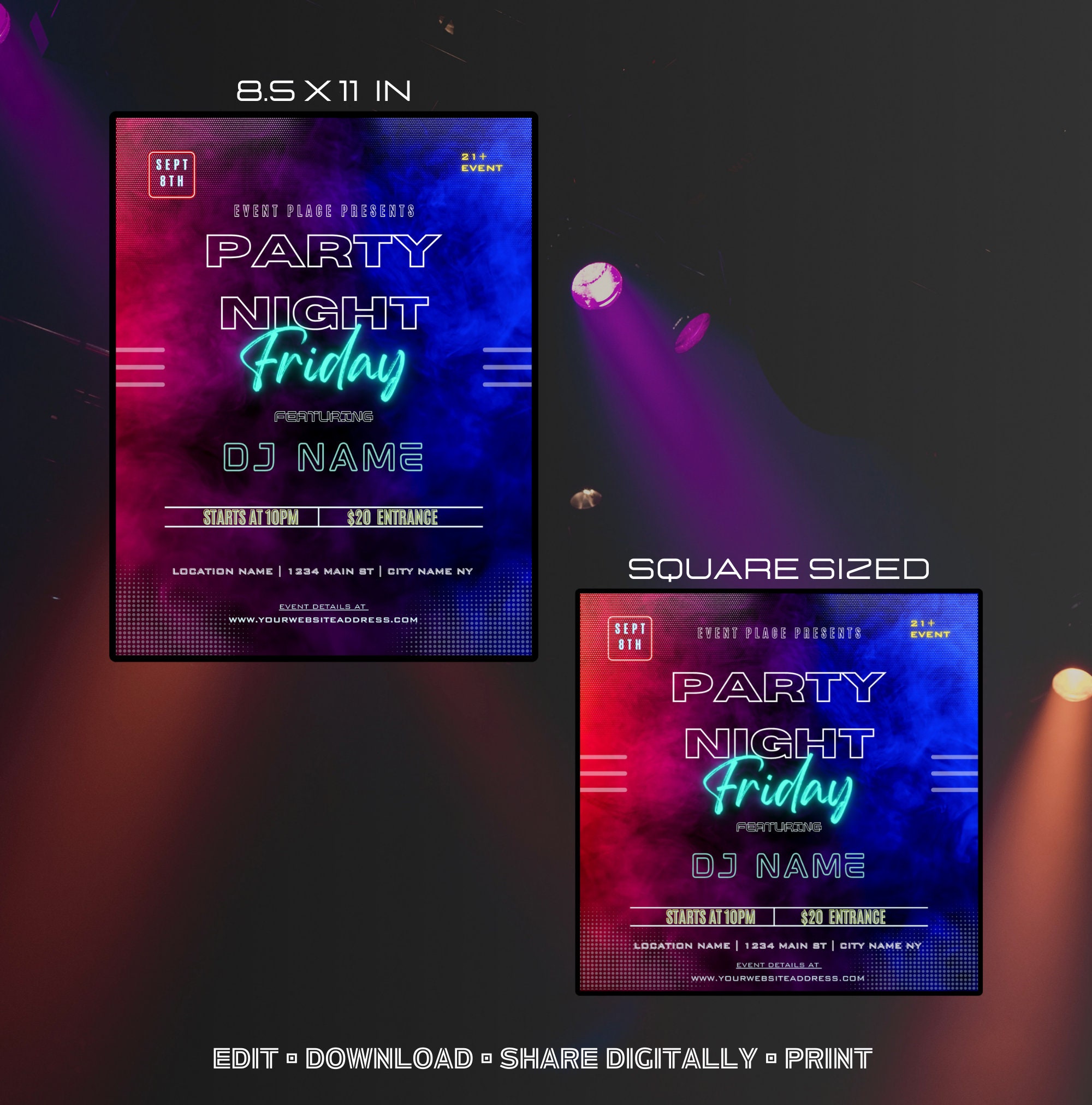 Editable Party Flyer, Bundle Pack, DJ Flyer, Party Event Flyer, Social ...