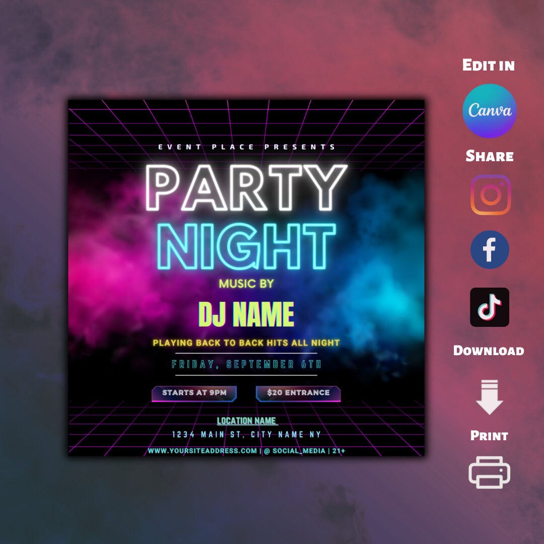 Editable Party Flyer, Bundle Pack, DJ Flyer, Party Event Flyer, Social ...