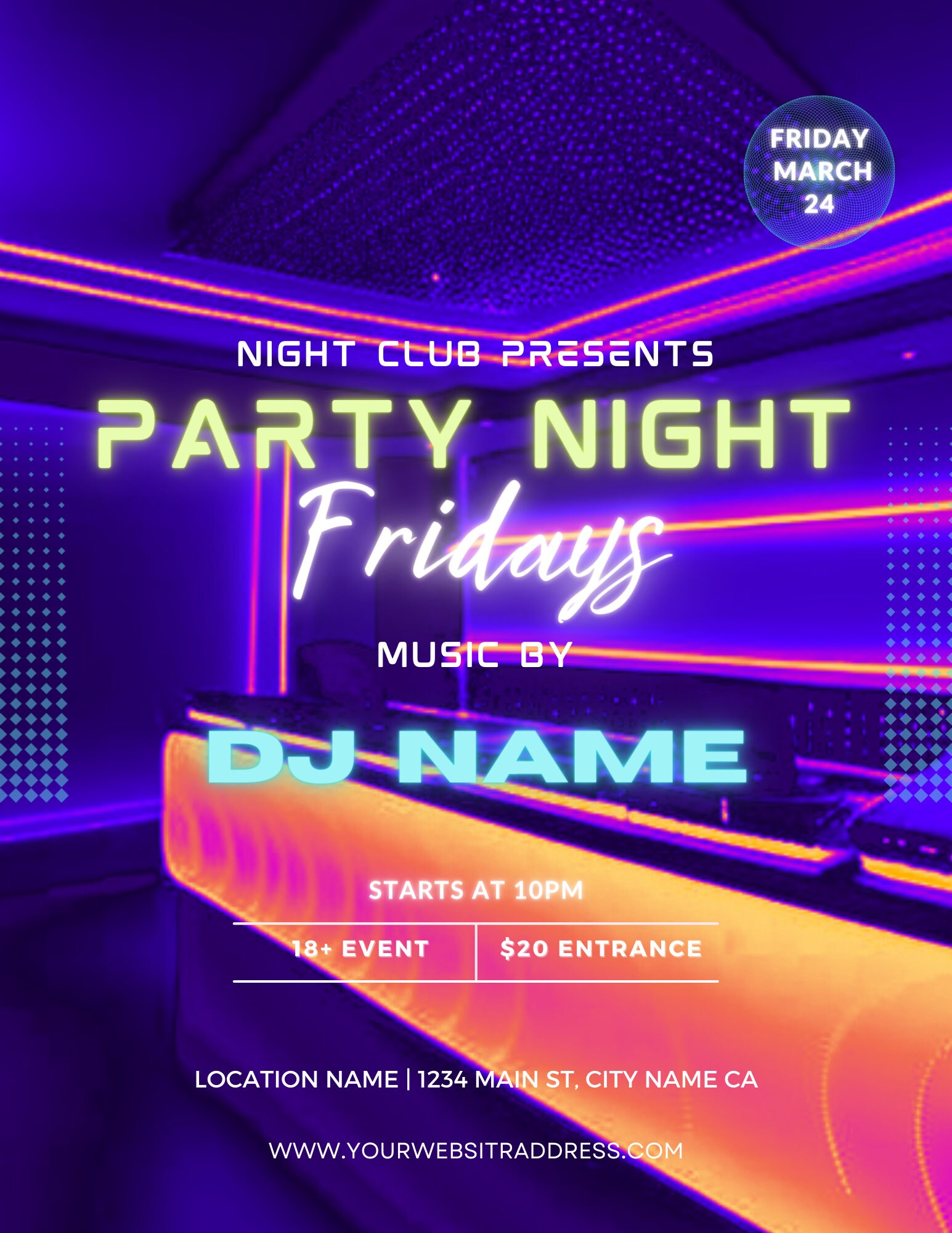 EDITABLE Party Flyer, Club Flyer Template, Night Club, DJ Flyer, DIY ...