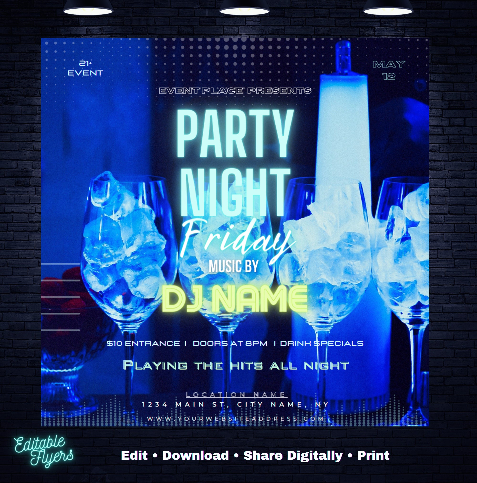 Editable Party Flyer Template - DJ Flyer, Party Flyer, Club Flyer ...