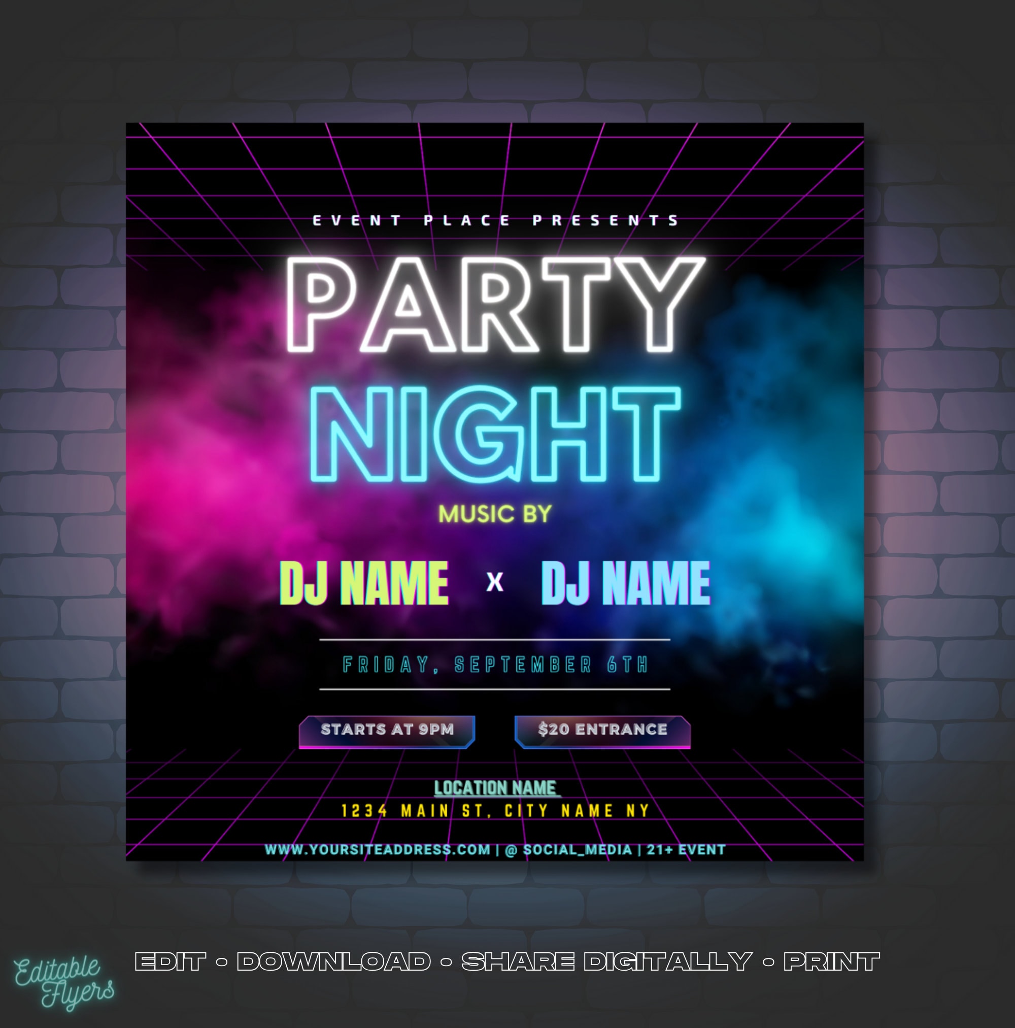 Editable Party Flyer, Bundle Pack, DJ Flyer, Party Event Flyer, Social ...