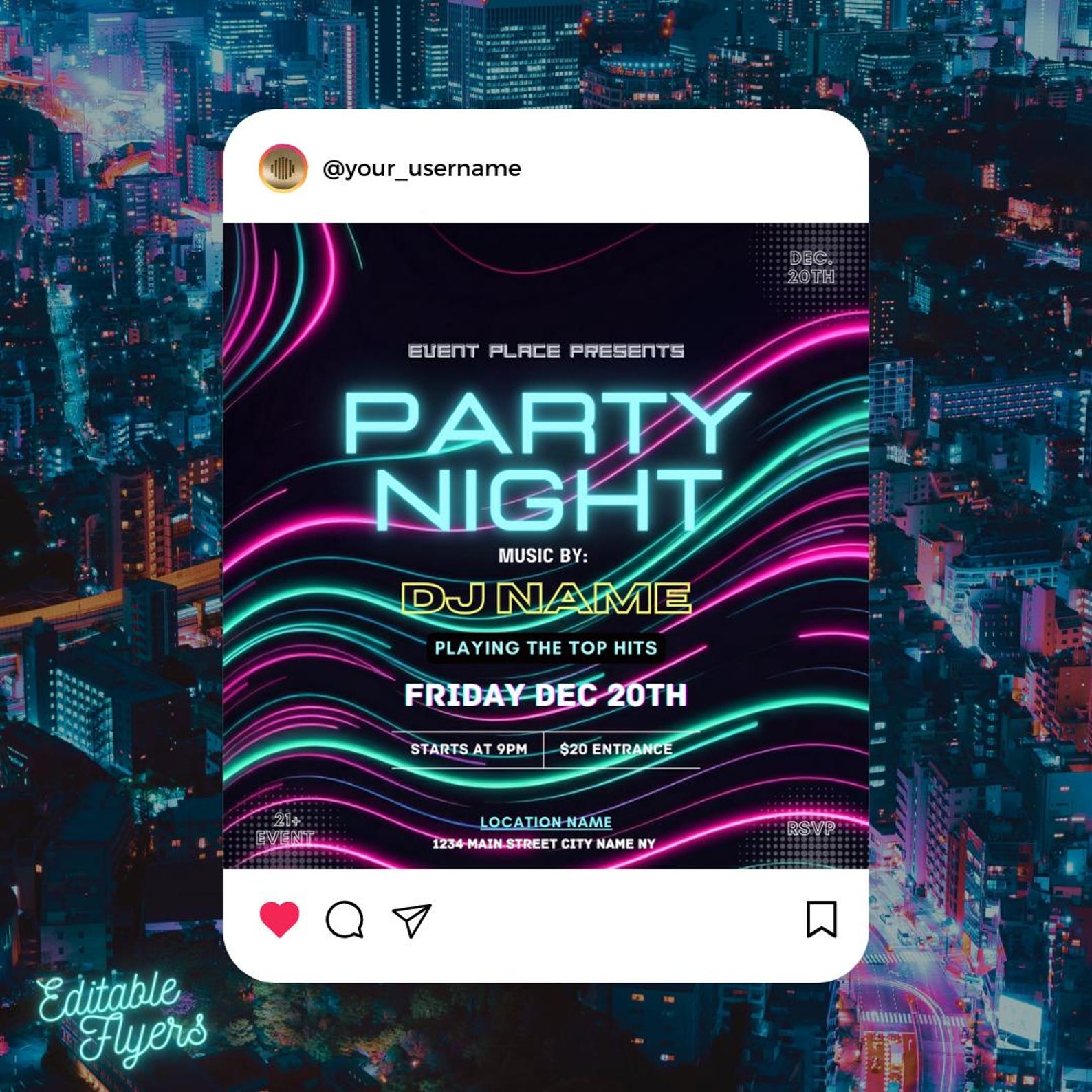 Editable Party Flyer, Bundle Pack, DJ Flyer, Party Event Flyer, Social ...
