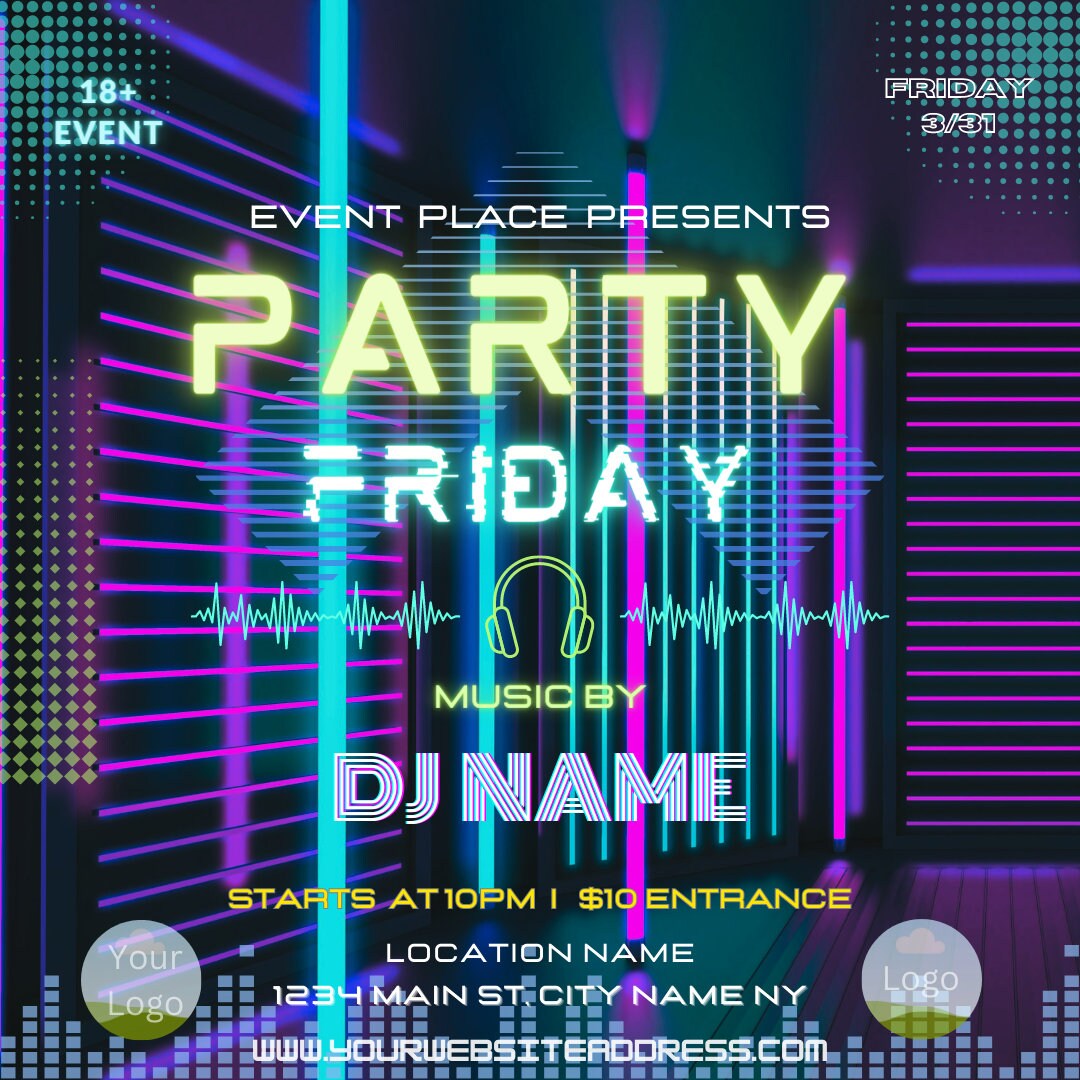 EDITABLE Party Flyer Template Club Flyer DJ Flyer Party - Etsy