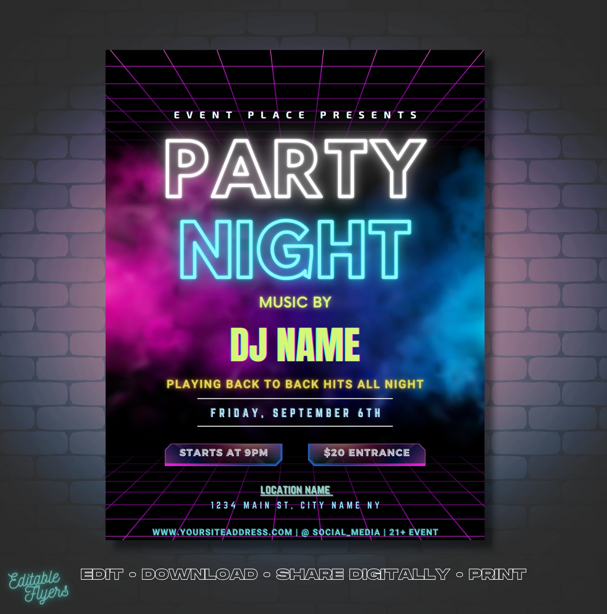 Editable Party Flyer, Bundle Pack, DJ Flyer, Party Event Flyer, Social ...