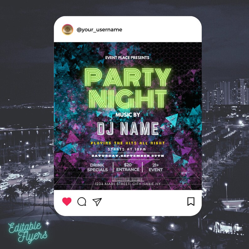 Editable Party Flyer Template - DJ Flyer, Party Event Flyer, Club Flyer ...