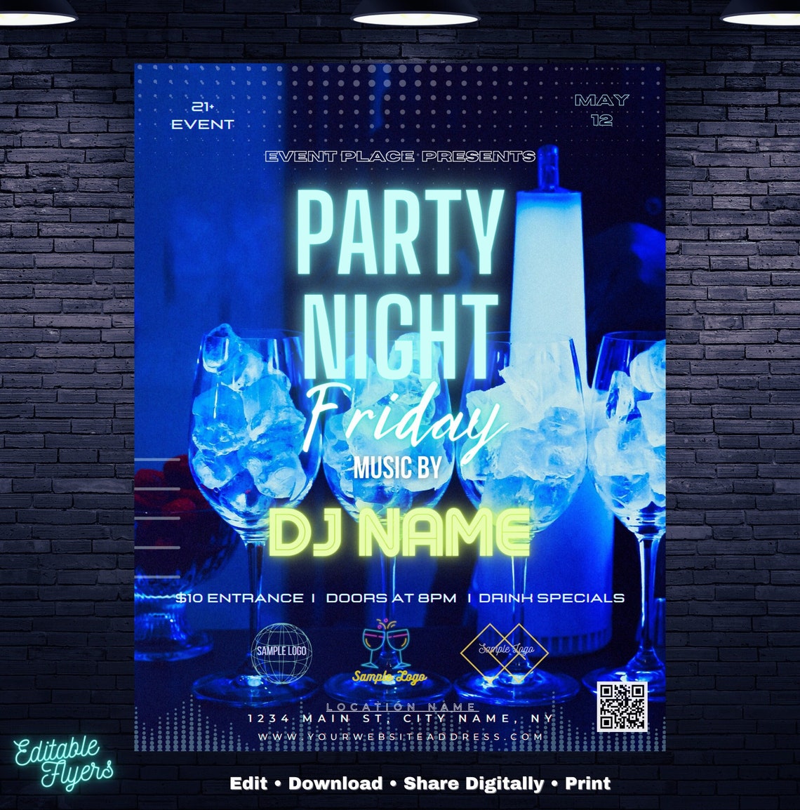Editable Party Flyer Template - DJ Flyer, Party Flyer, Club Flyer ...