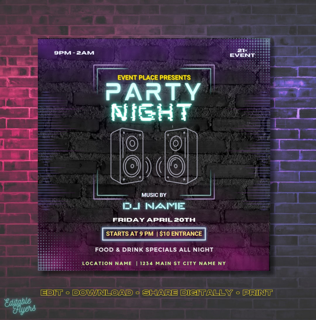 Editable Party Flyer, Bundle Pack, DJ Flyer, Party Event Flyer, Social ...