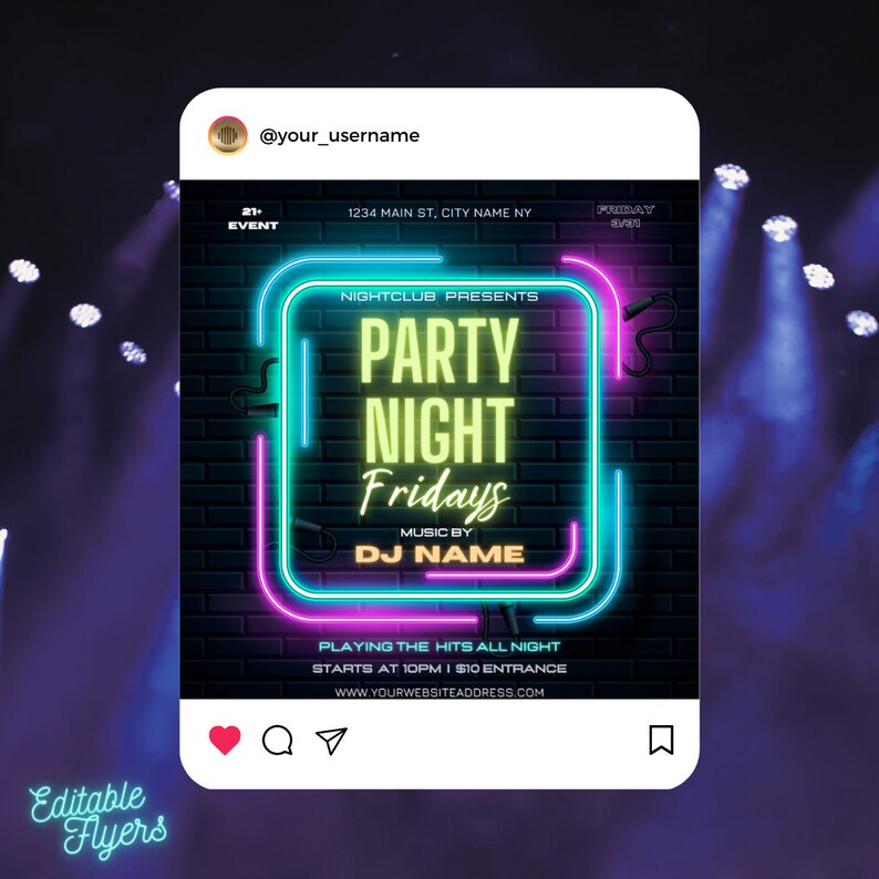 EDITABLE Party Flyer Template Club Flyer DJ Flyer Party - Etsy