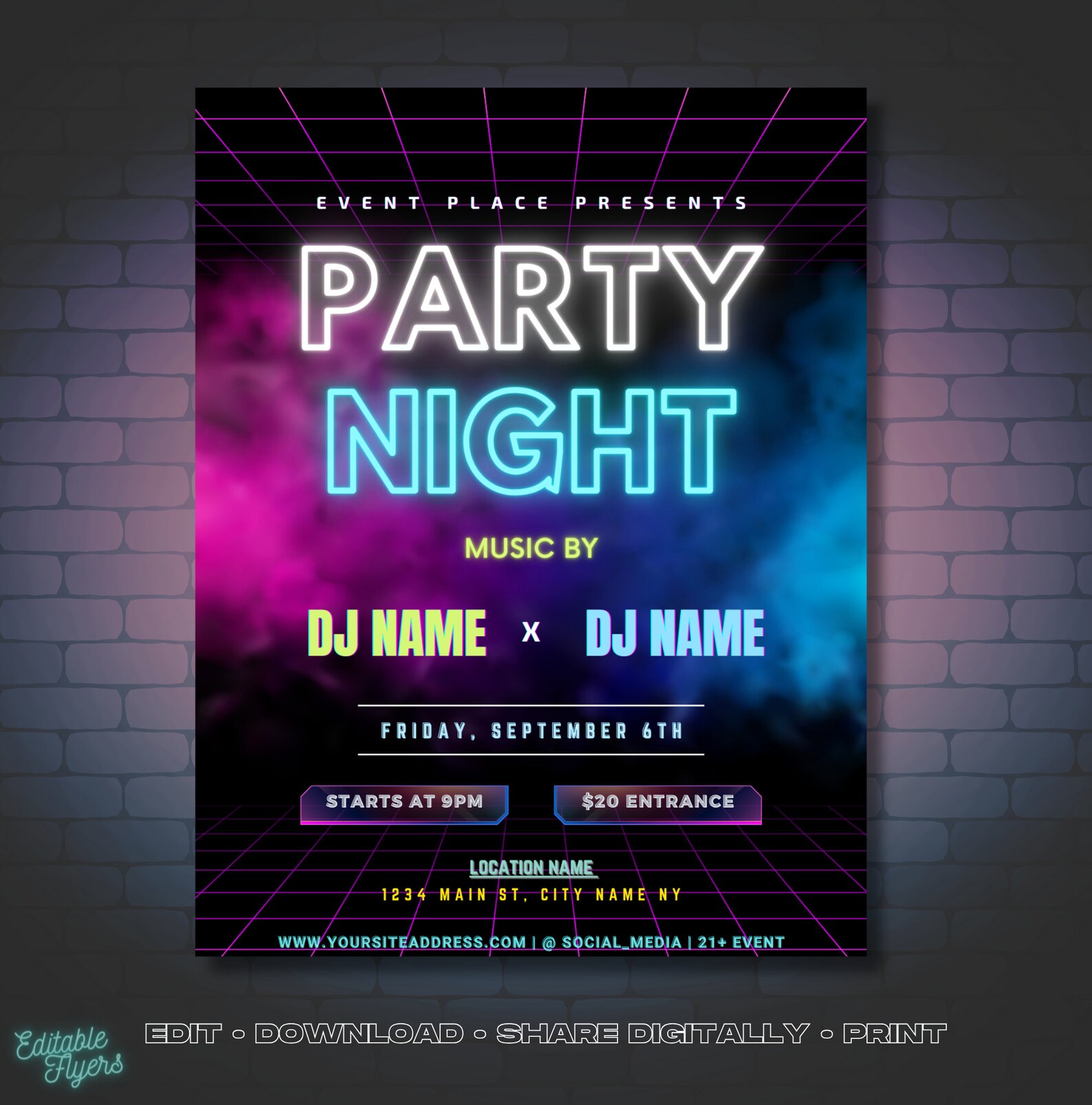 Editable Party Flyer, Bundle Pack, DJ Flyer, Party Event Flyer, Social ...