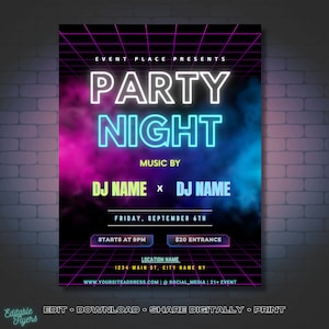Editable Party Flyer, Bundle Pack, DJ Flyer, Party Event Flyer, Social ...