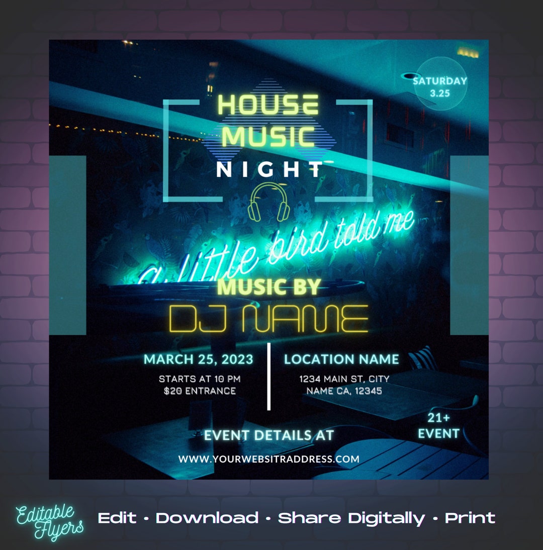 Editable Party Flyer Template, DJ Flyer, Party Event Flyer, Social ...
