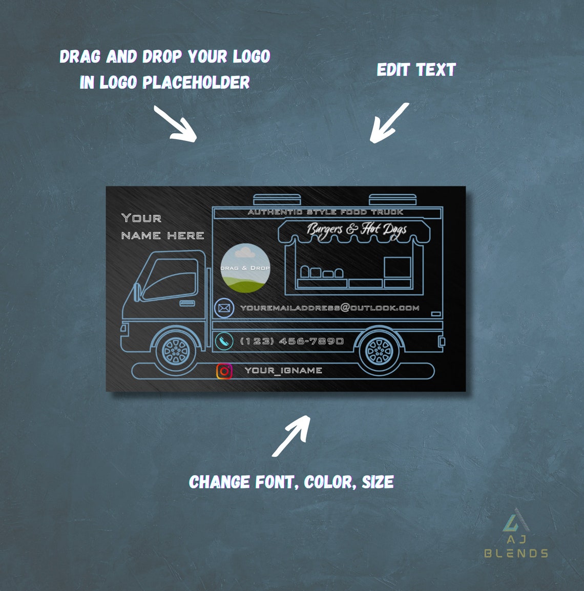 Editable Business Card for Food Truck or Catering - Edit in Canva ...