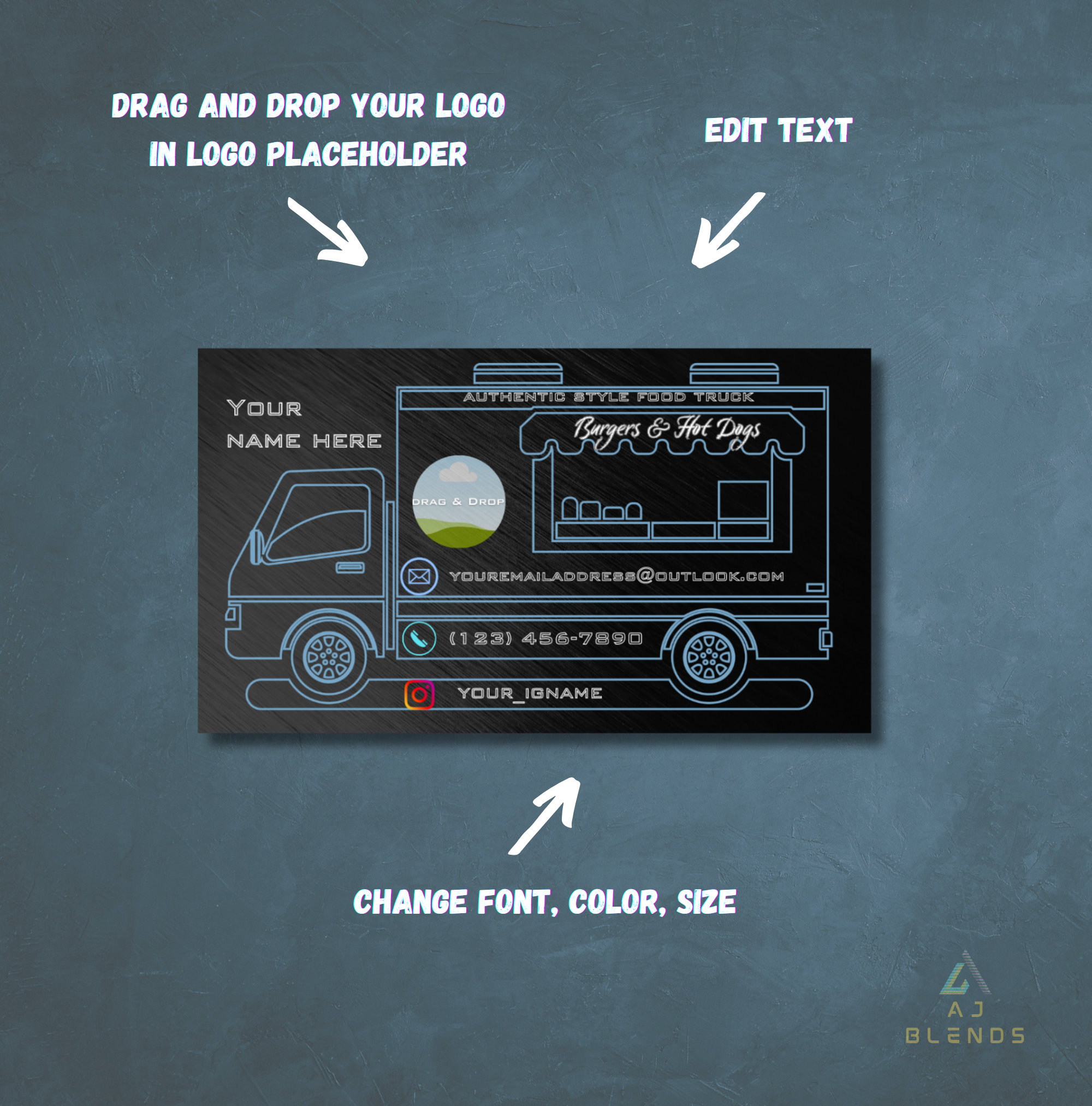 Editable Business Card for Food Truck or Catering - Edit in Canva ...