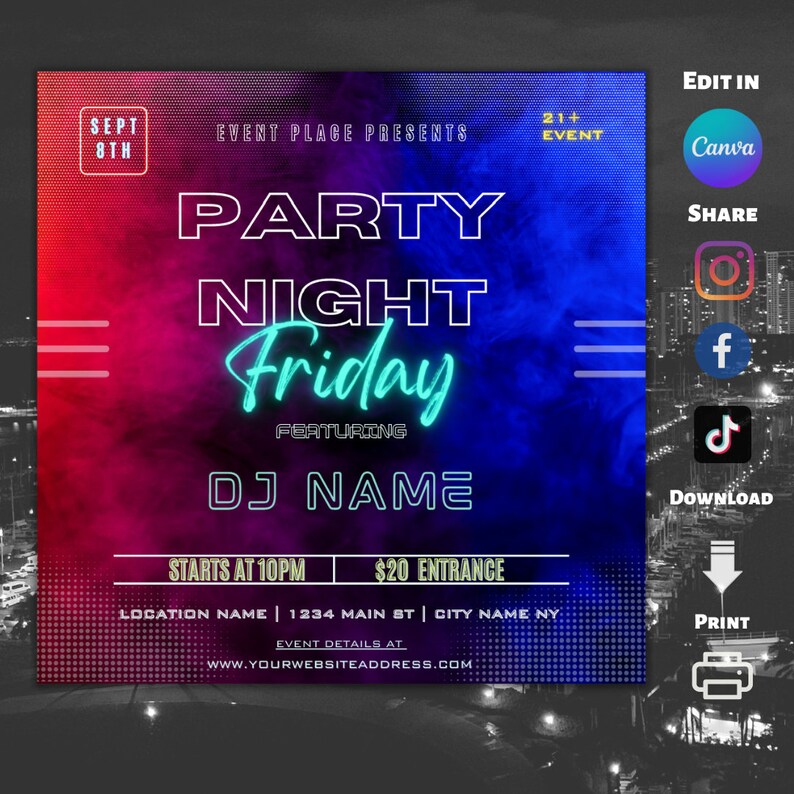 Editable Party Flyer, Bundle Pack, DJ Flyer, Party Event Flyer, Social ...