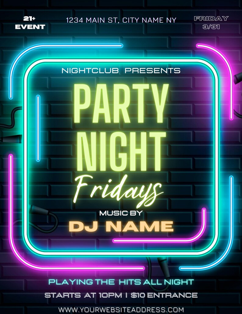EDITABLE Party Flyer Template Club Flyer DJ Flyer Party - Etsy