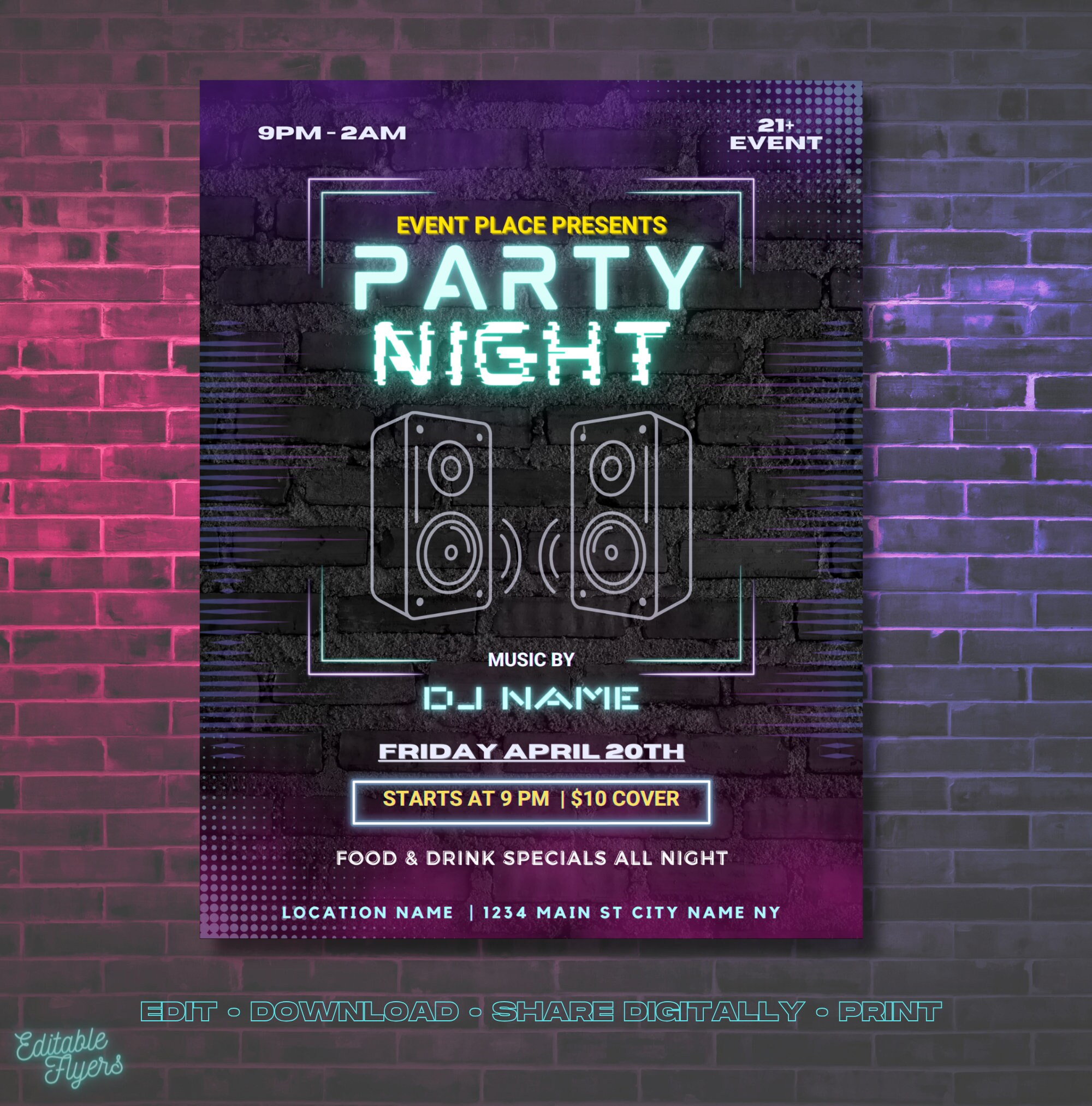 Editable Party Flyer, Bundle Pack, DJ Flyer, Party Event Flyer, Social ...