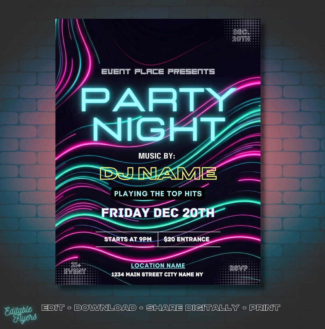 Editable Party Flyer Template DJ Flyer, Party Flyer, Club Flyer, Print ...