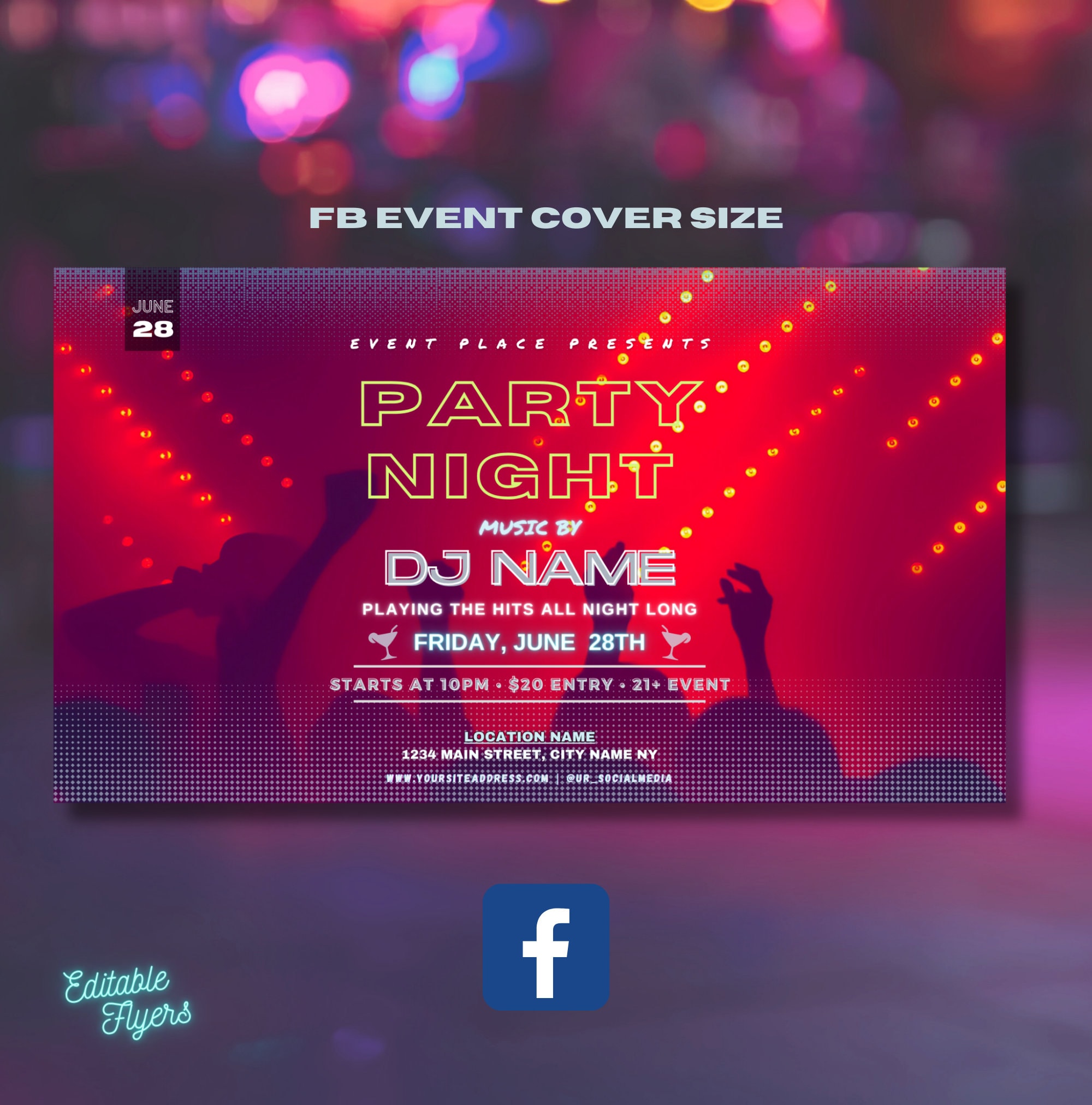 Editable Party Flyer Template, DJ Flyer, Club Flyer, Music Event Flyer ...
