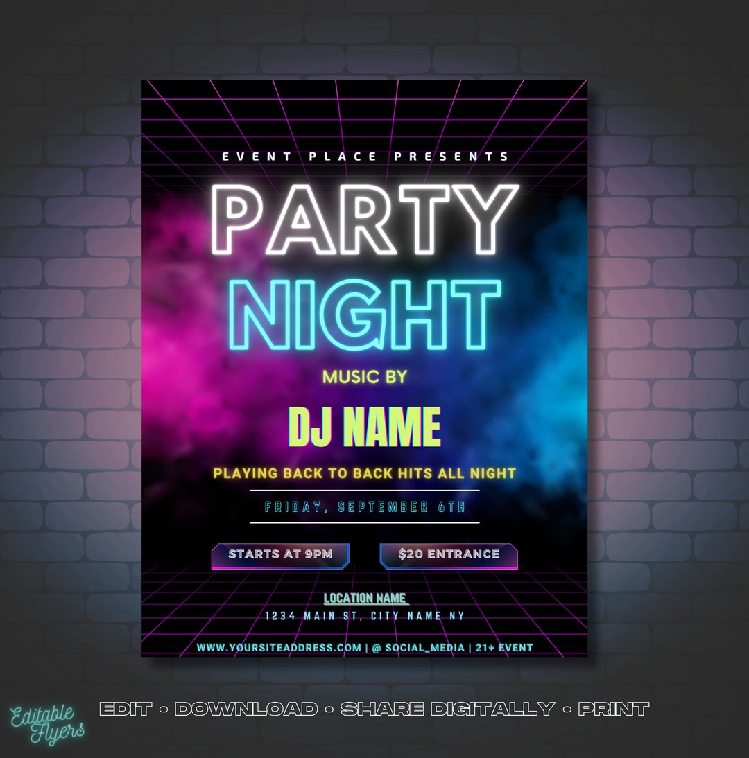 Editable Party Flyer, Bundle Pack, DJ Flyer, Party Event Flyer, Social ...