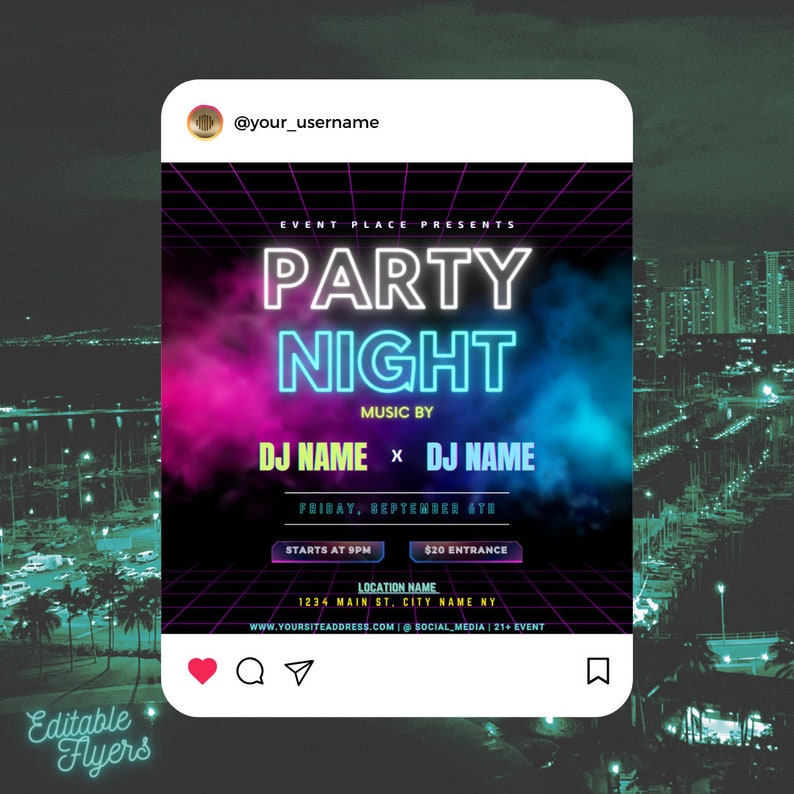 Editable Party Flyer, Bundle Pack, DJ Flyer, Party Event Flyer, Social ...