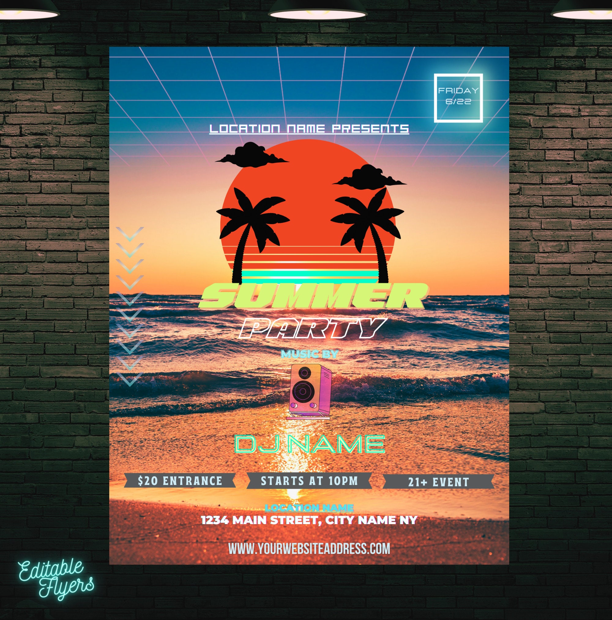 Editable Party Flyer Template - Summer Party, Pool Party, Club Flyer ...