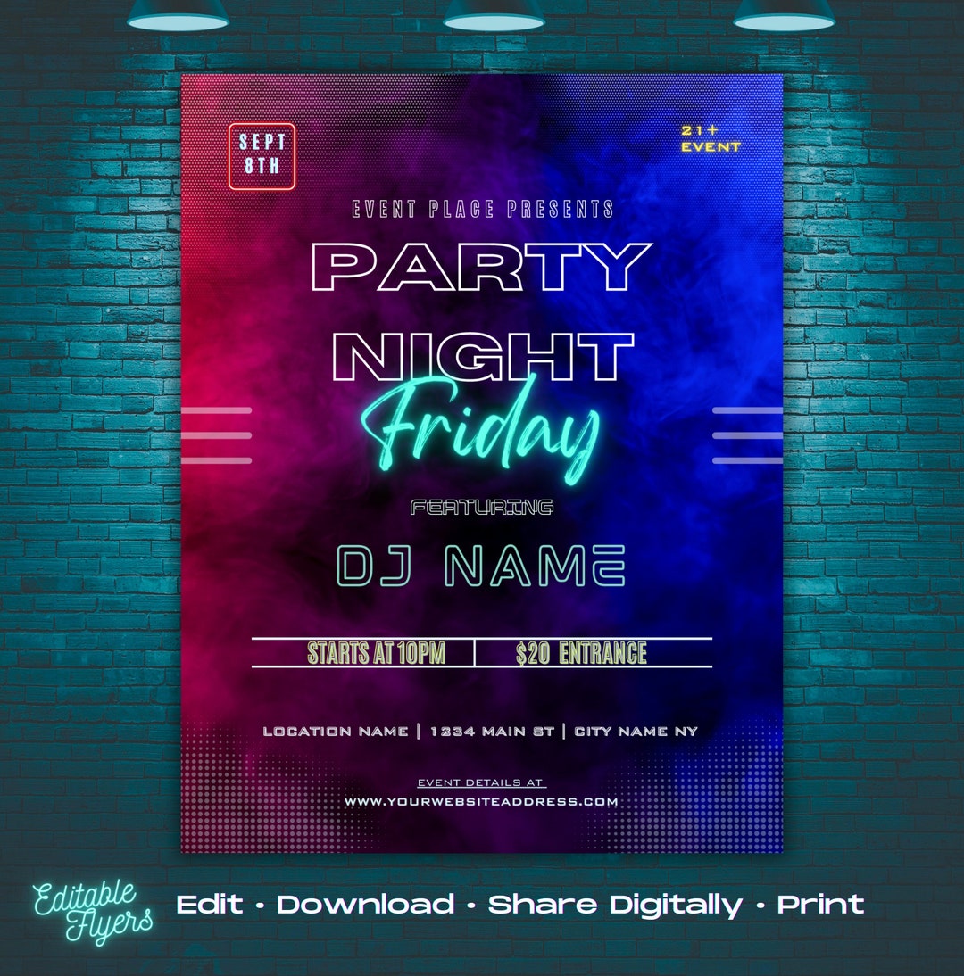 Editable Party Flyer, Bundle Pack, DJ Flyer, Party Event Flyer, Social ...