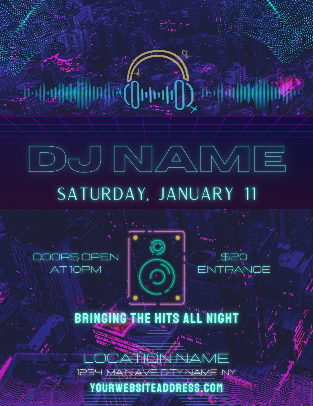 Editable Party Flyer, Bundle Pack, DJ Flyer, Party Event Flyer, Social ...