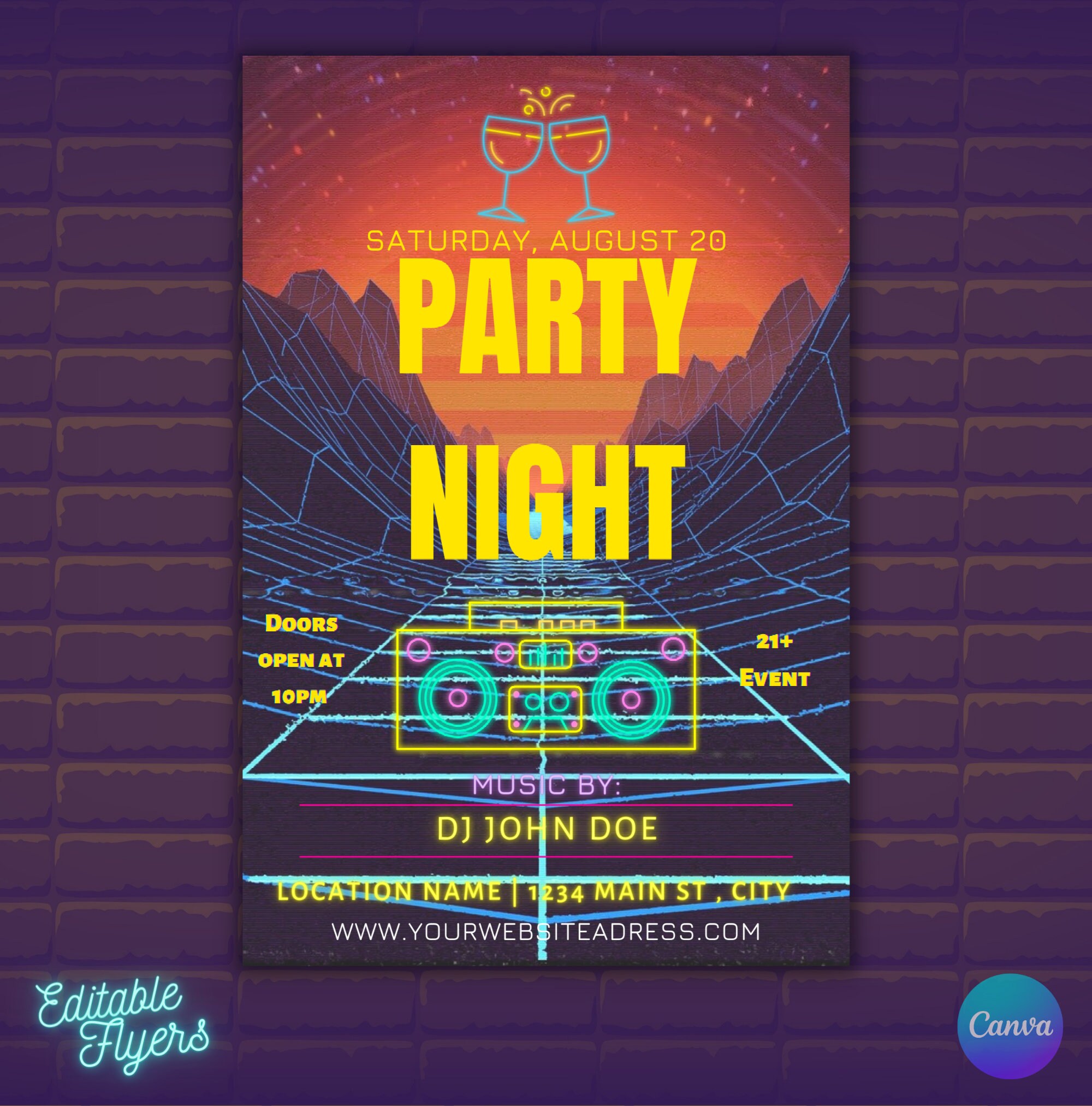 Editable Party Flyer, Customizable, DJ Post, 2-pack, Club Flyer ...