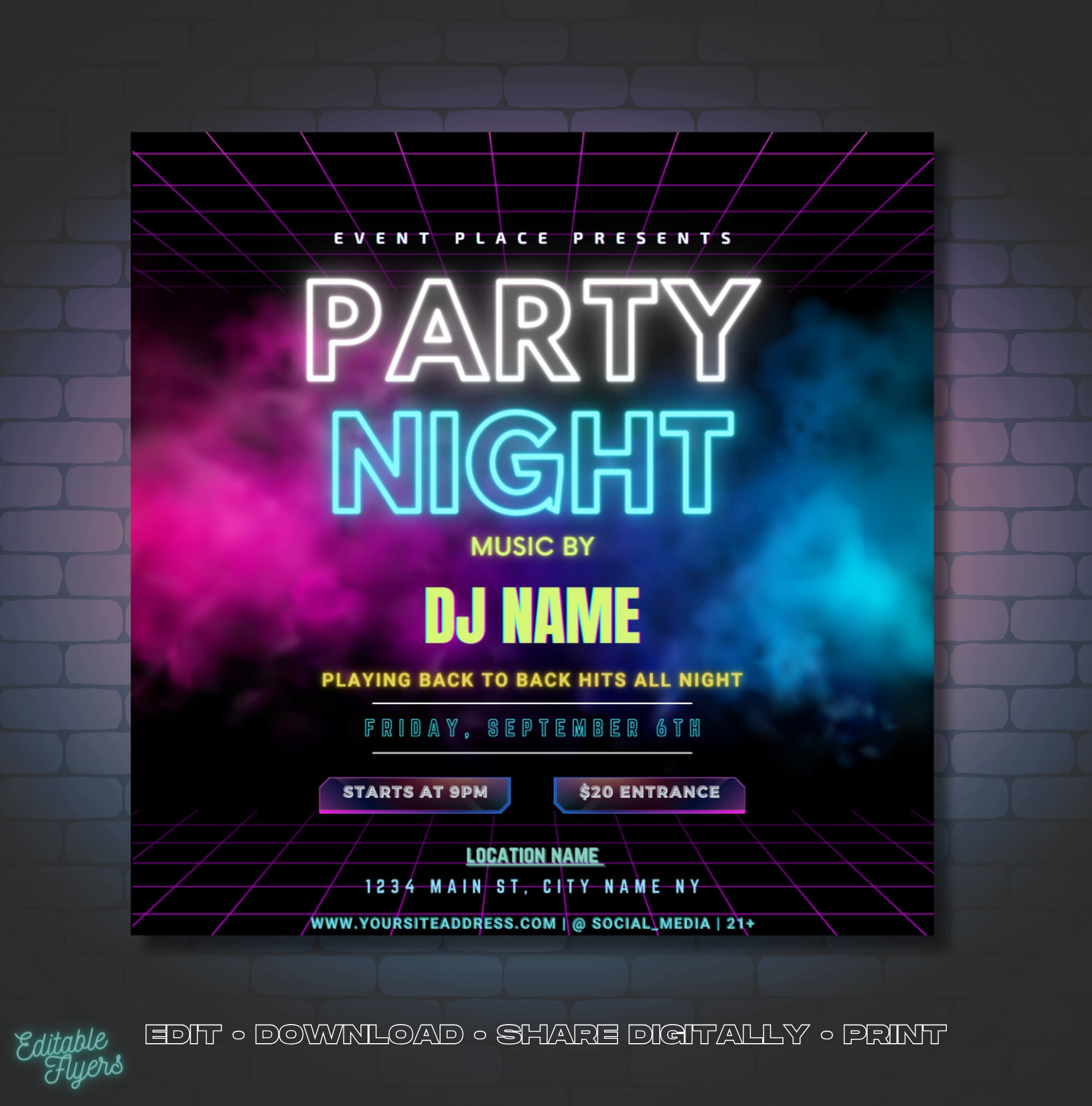 Editable Party Flyer, Bundle Pack, DJ Flyer, Party Event Flyer, Social ...