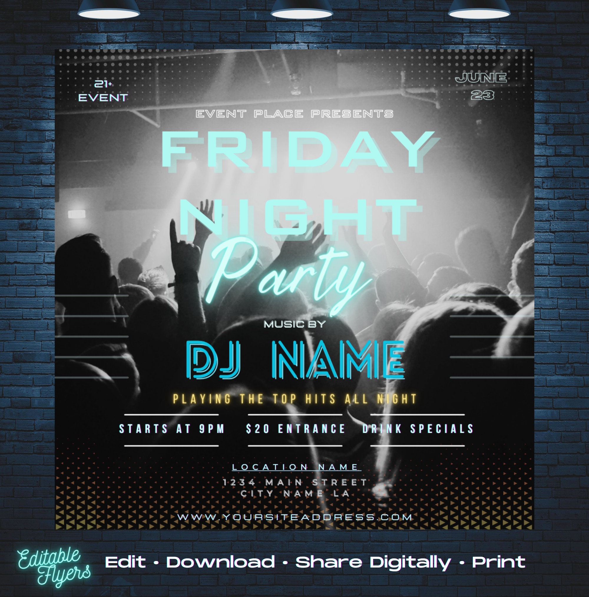 Editable Flyer Template for Party Events - DJ Flyer, Club Flyer - Print ...