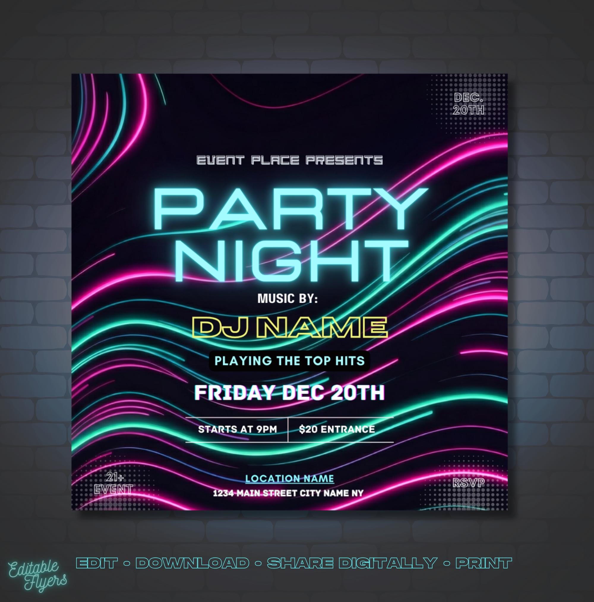 Editable Party Flyer, Bundle Pack, DJ Flyer, Party Event Flyer, Social ...