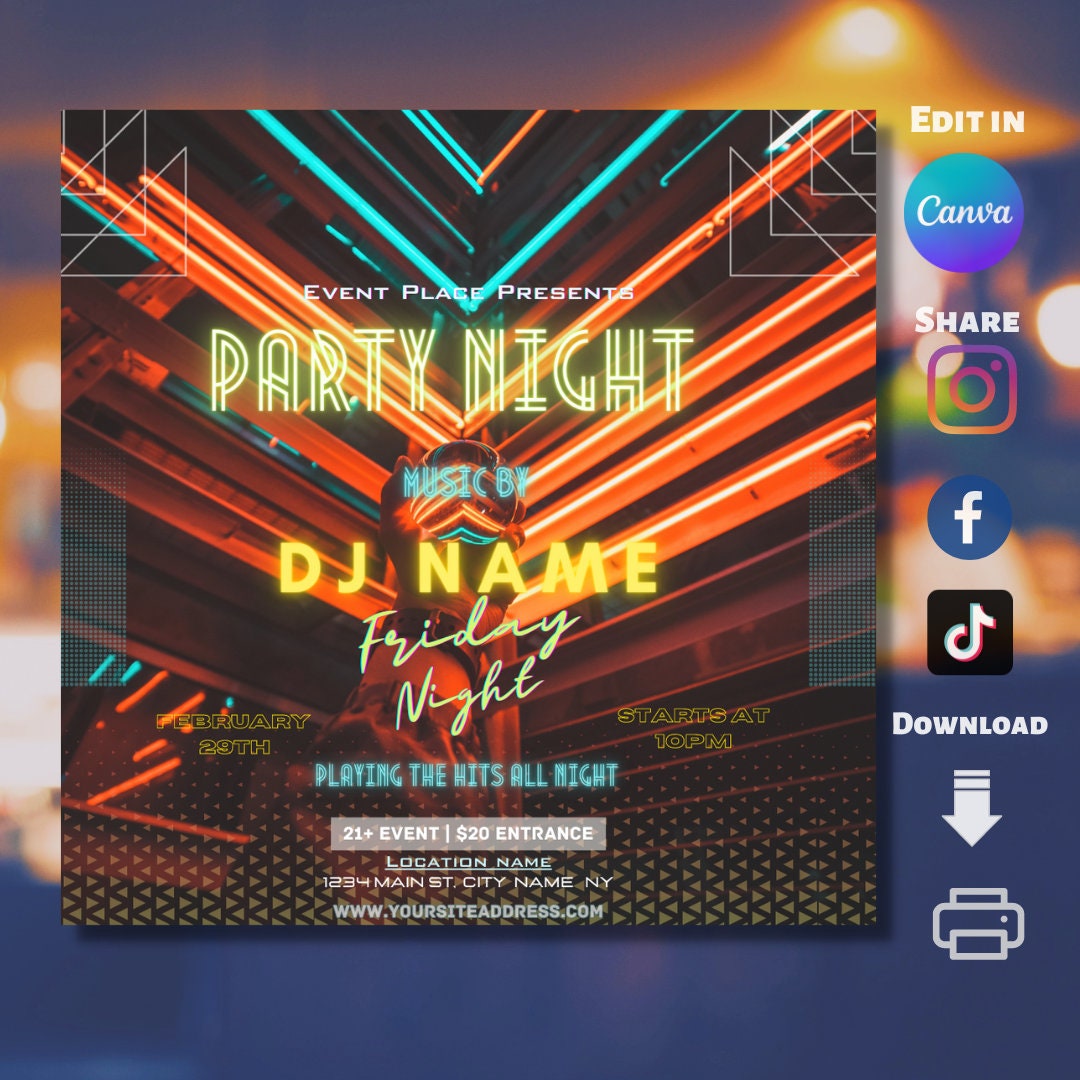 EDITABLE Party Flyer - DJ Flyer, Party Flyer, Club Flyer - Edit in ...