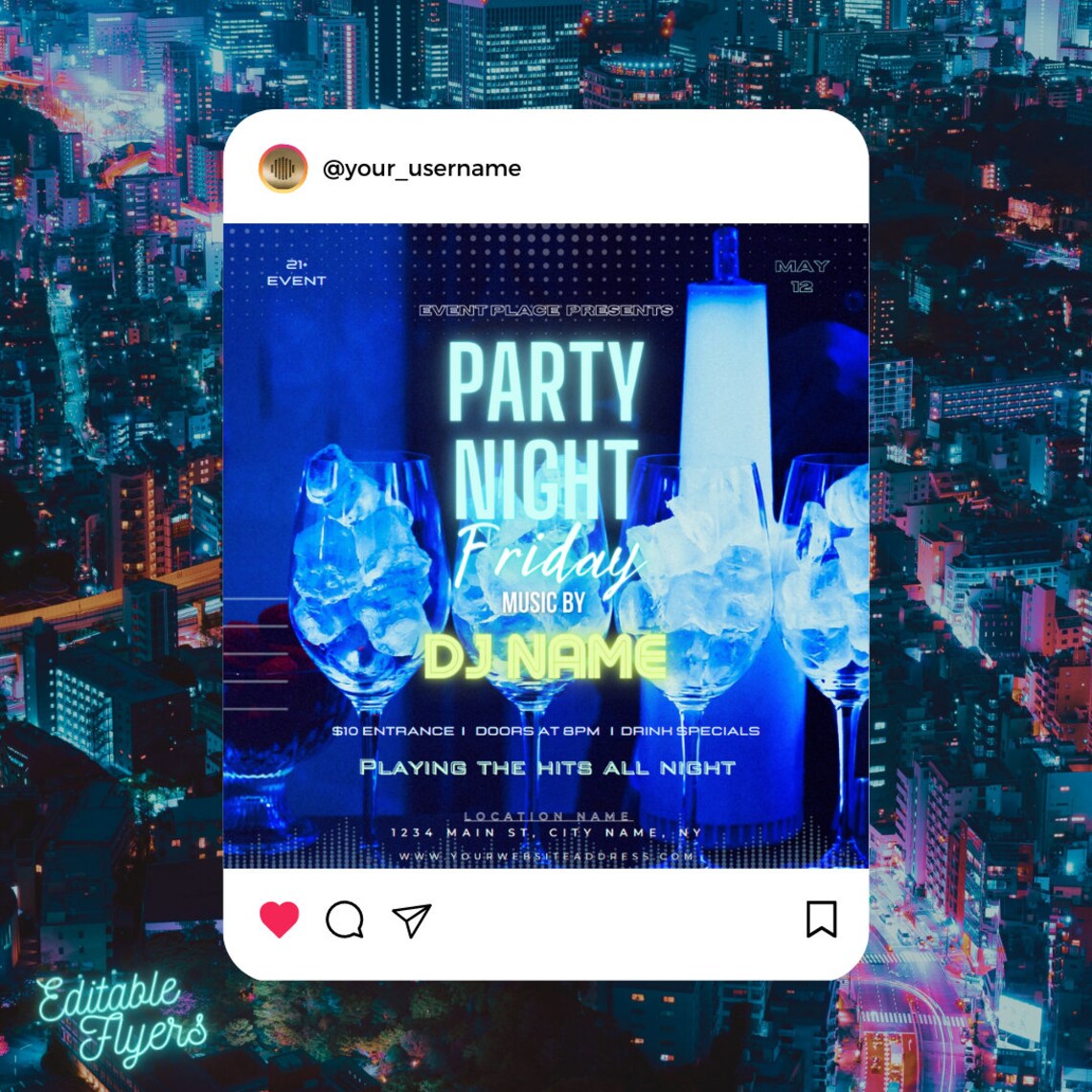 Editable Party Flyer Template - DJ Flyer, Party Flyer, Club Flyer ...