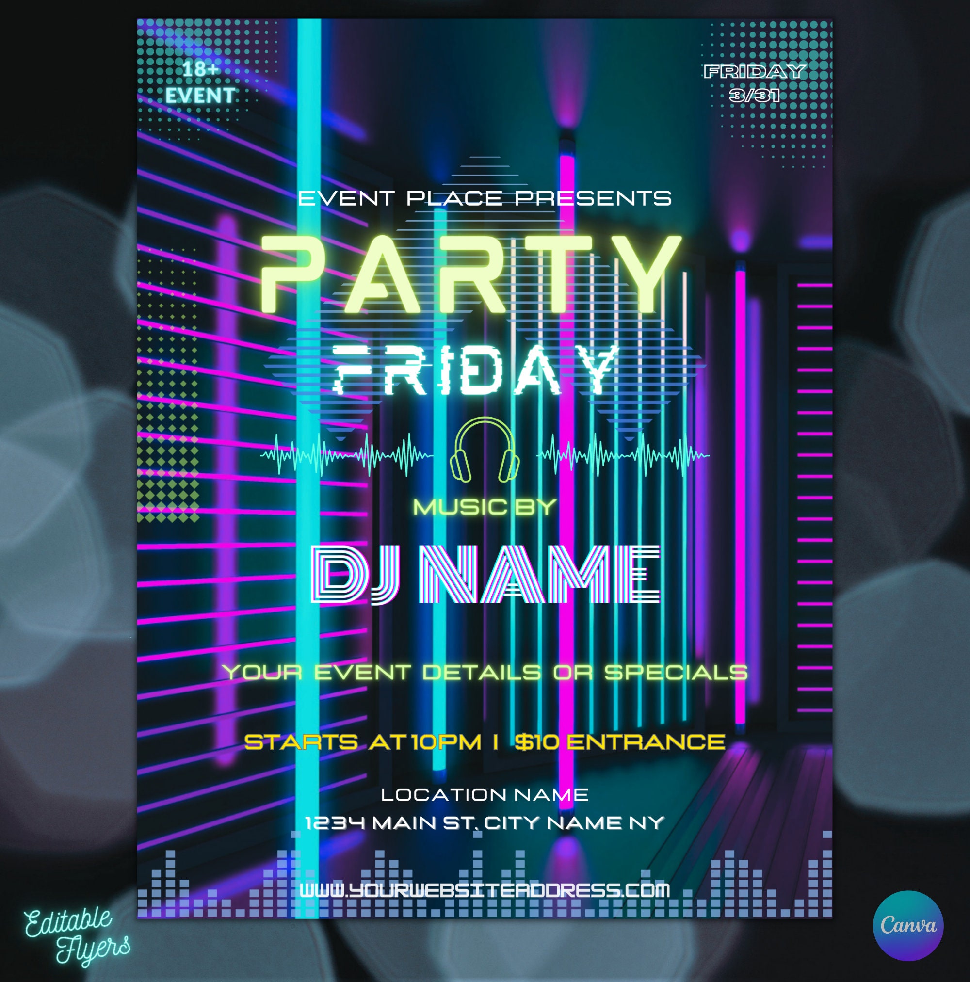 EDITABLE Party Flyer Template Club Flyer DJ Flyer Party - Etsy
